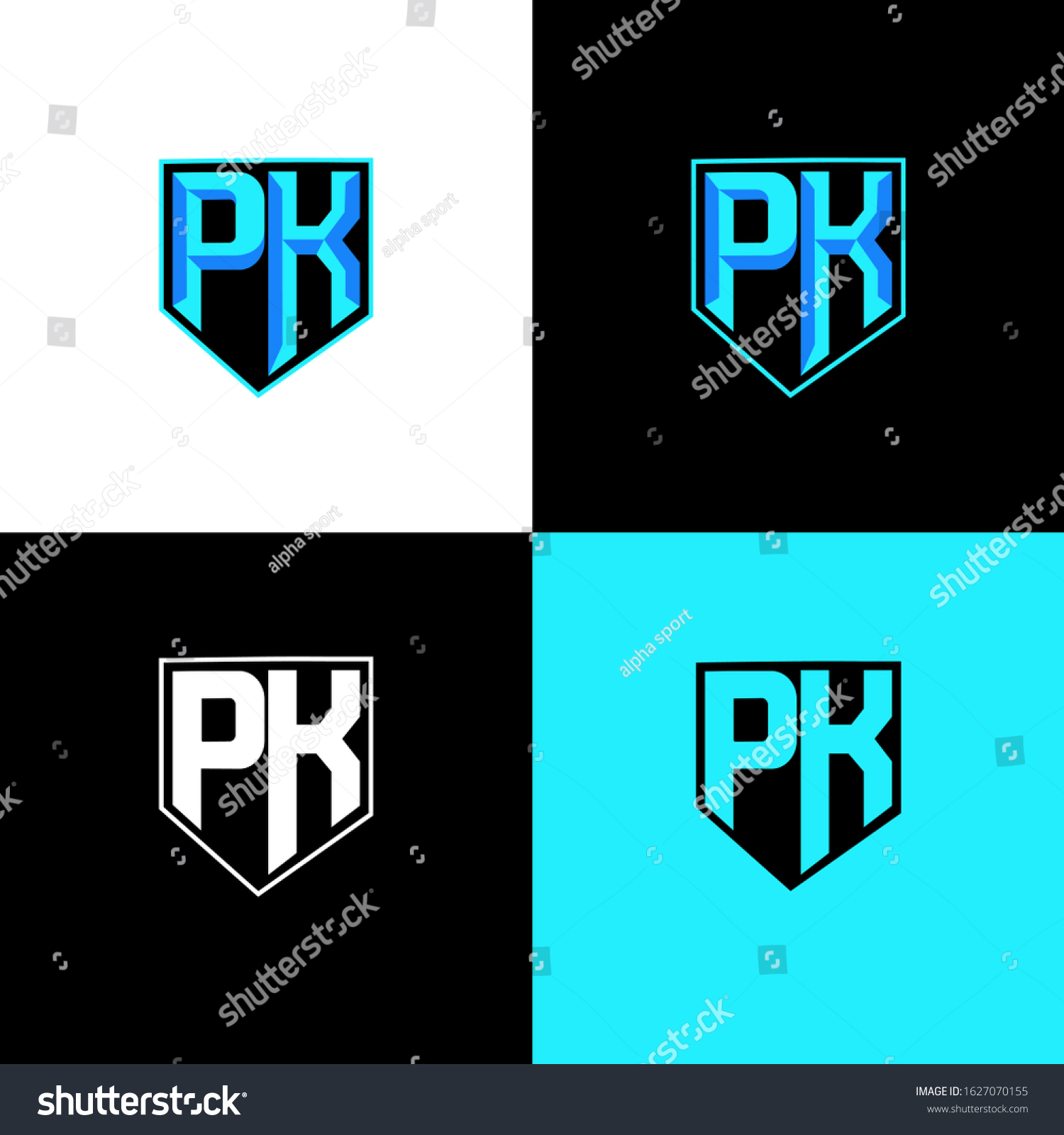Pk Initial Shield Sport Logo Design Stock Vector (Royalty Free ...