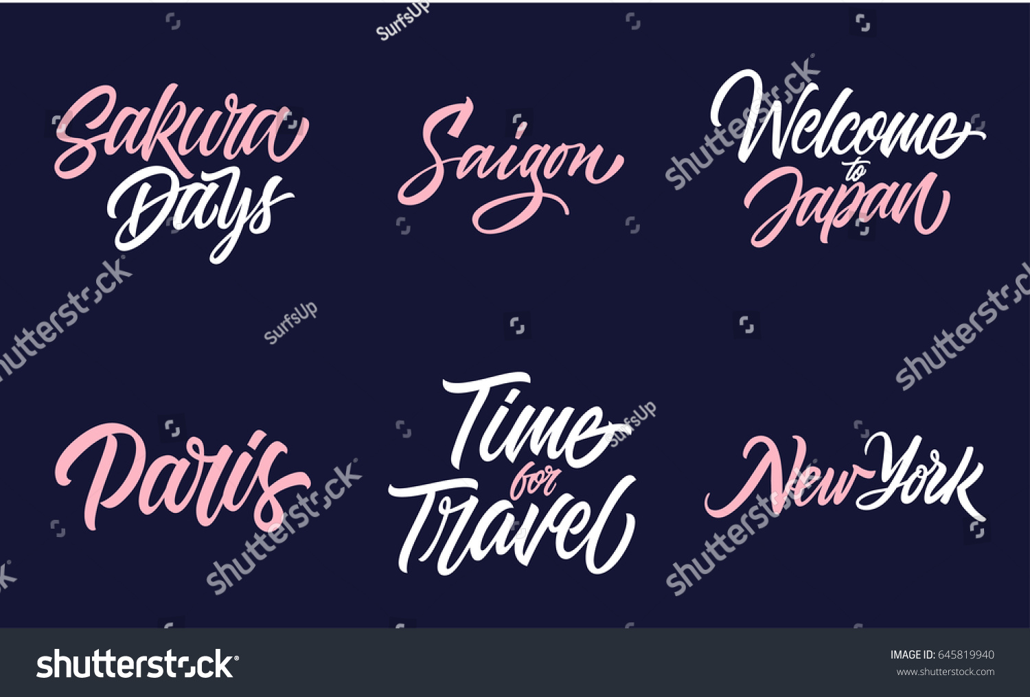 Placenames Lettering Set Stock Vector (Royalty Free) 645819940 ...