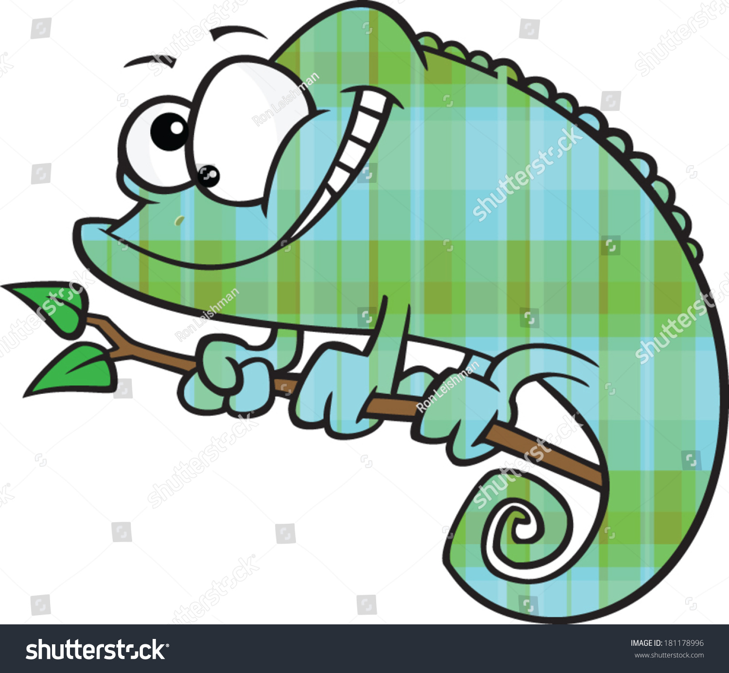 Plaid Cartoon Chameleon Stock Vector (Royalty Free) 181178996 ...