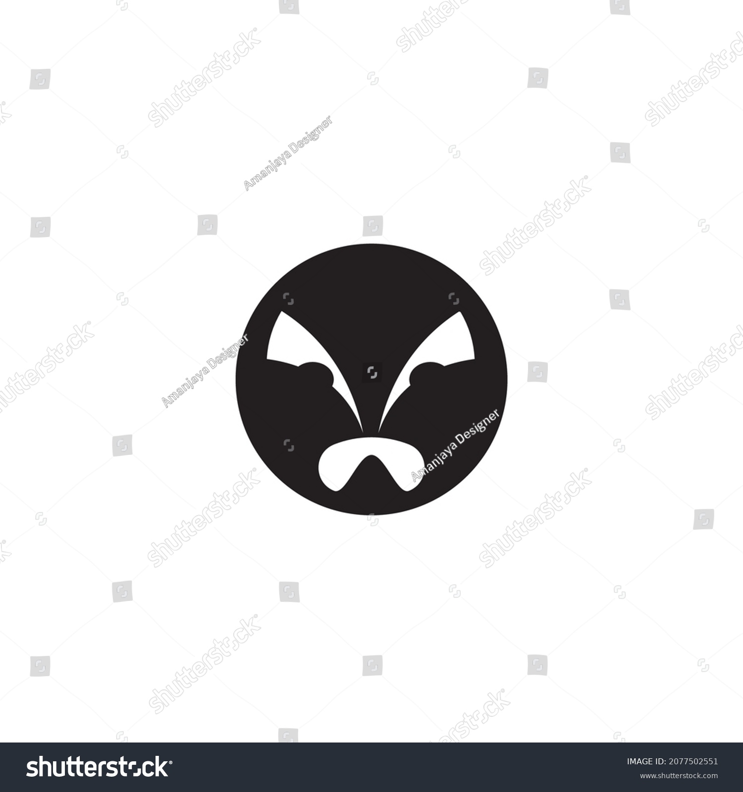 Plain Character Face Logo Template Stock Vector (Royalty Free) 2077502551