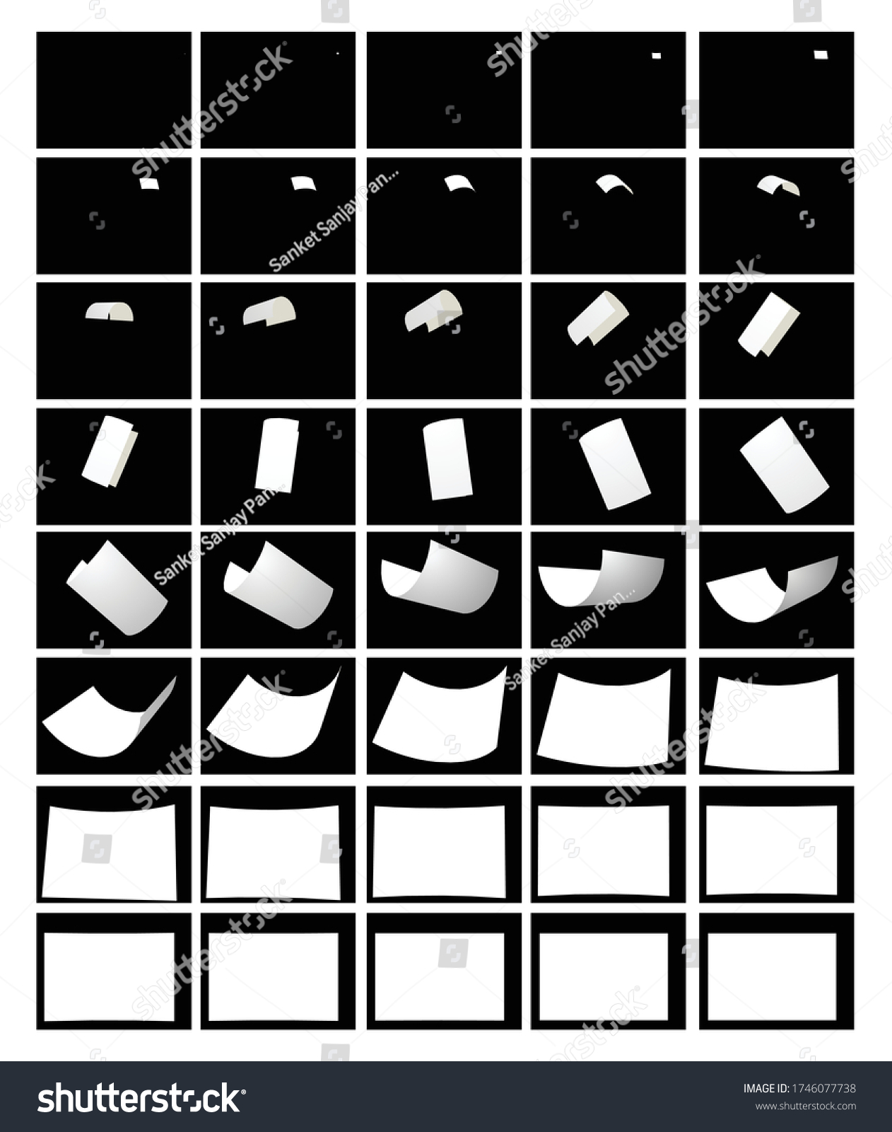 Plain White Paper Animation Sprite Sheet Stock-vektor (royaltyfri ...
