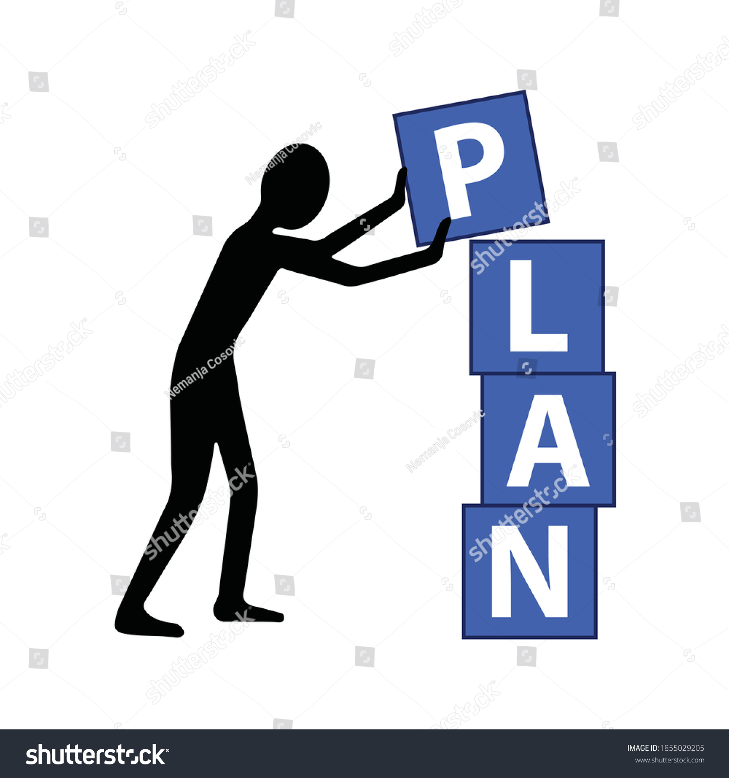 Plan Concept Man Making Word Plan Stock Vector (Royalty Free ...