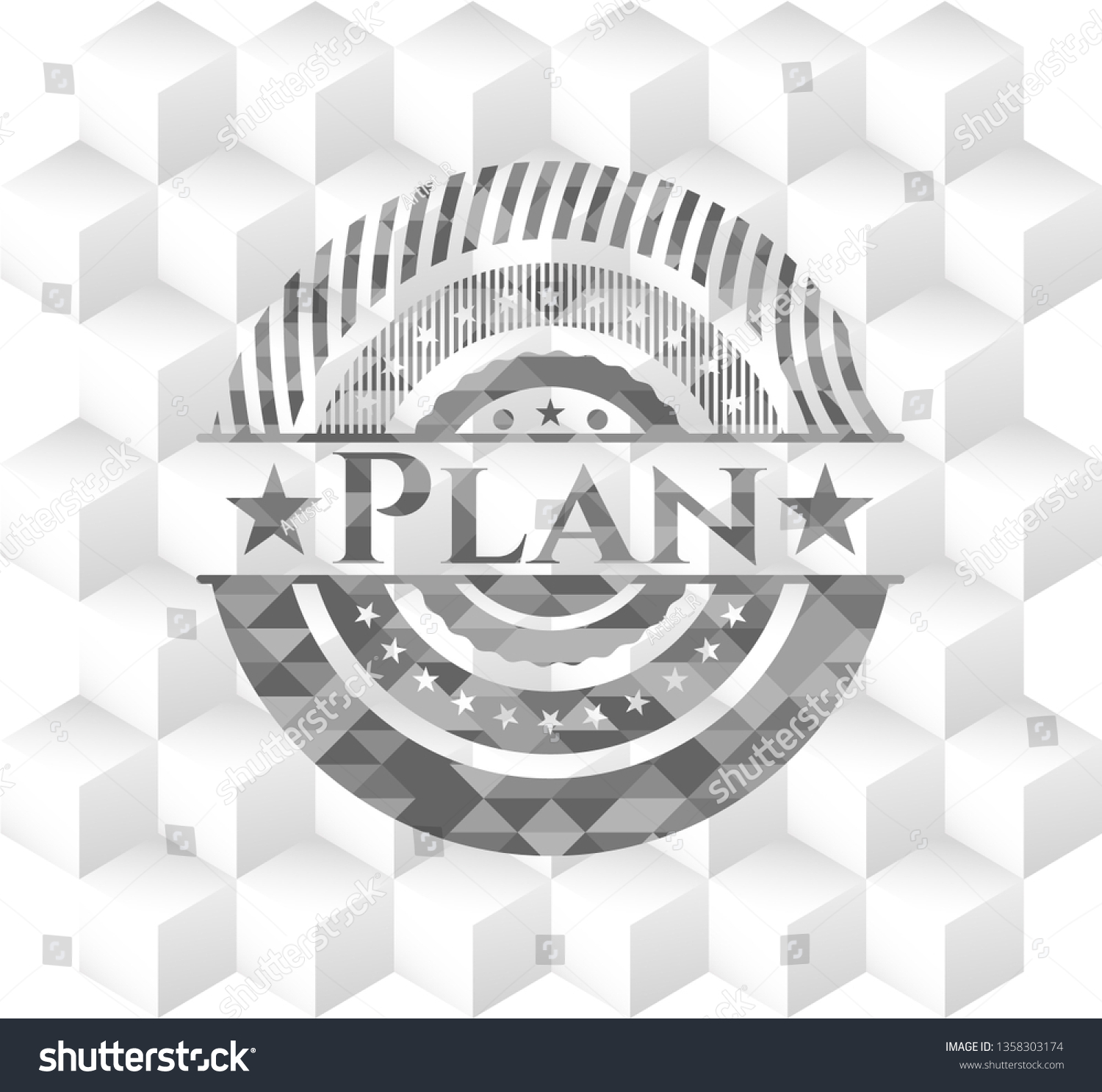Plan Grey Emblem Cube White Background Stock Vector (Royalty Free ...