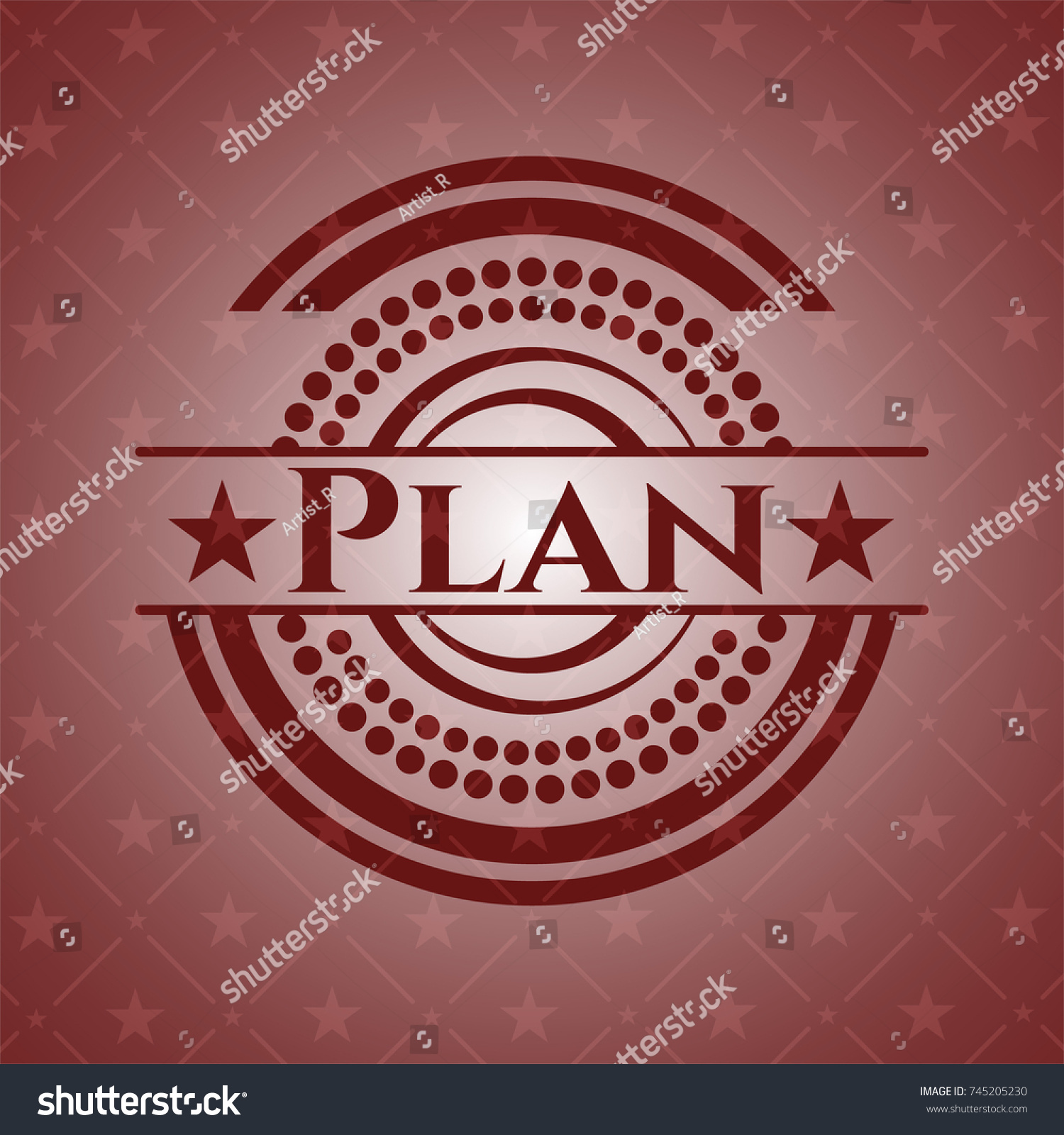 Plan Realistic Red Emblem Stock Vector (Royalty Free) 745205230