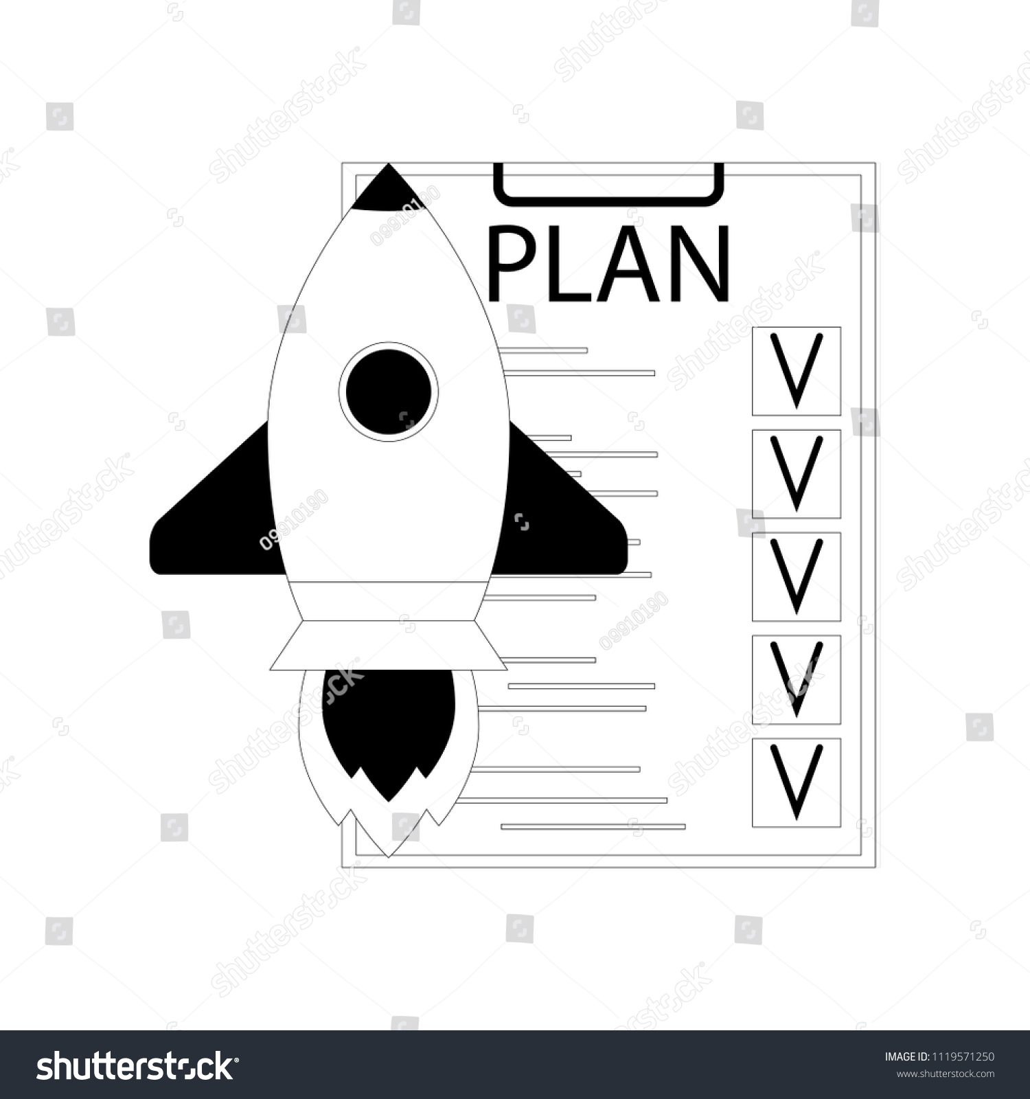Plan Start Launch Rocket Checklist Development Stock Vector (Royalty ...