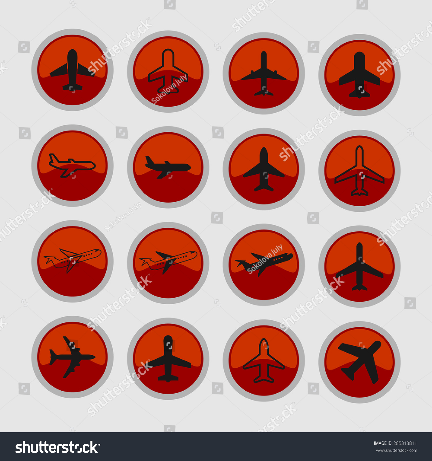 Plane Airplane Ship Icon Set Stock Vector (Royalty Free) 285313811 ...