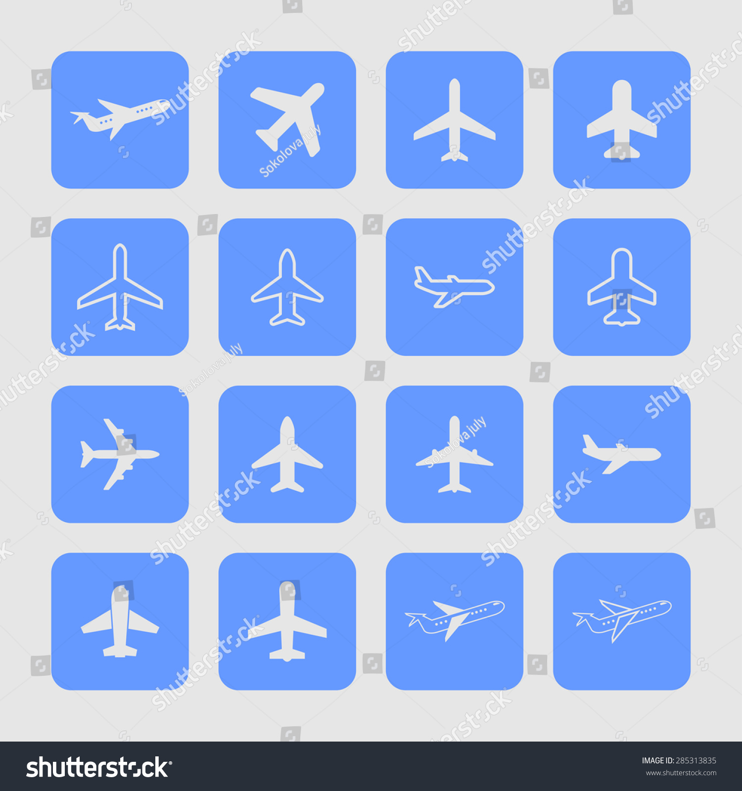 Plane Airplane Ship Icon Set Stock Vector (Royalty Free) 285313835