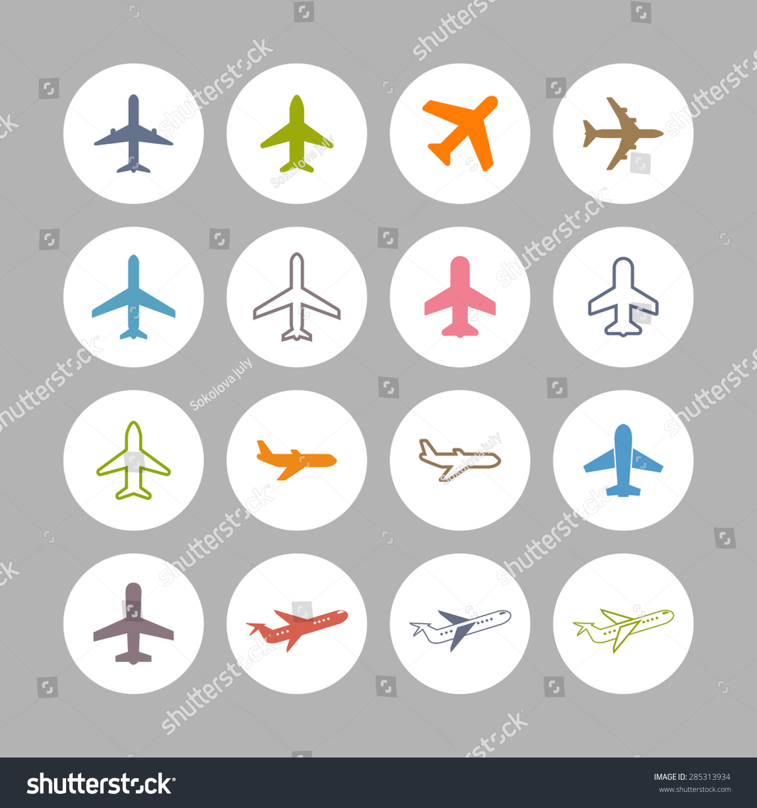 Plane Airplane Ship Icon Set Stock Vector (Royalty Free) 285313934 ...
