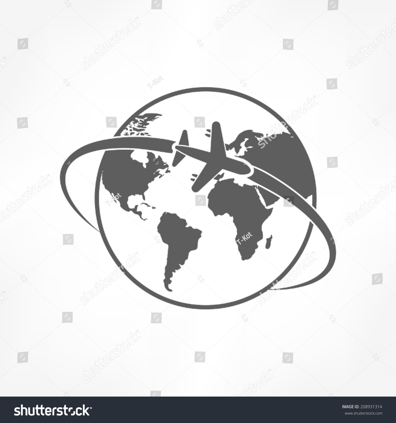Plane Around World Icon Stock Vector (Royalty Free) 208931314
