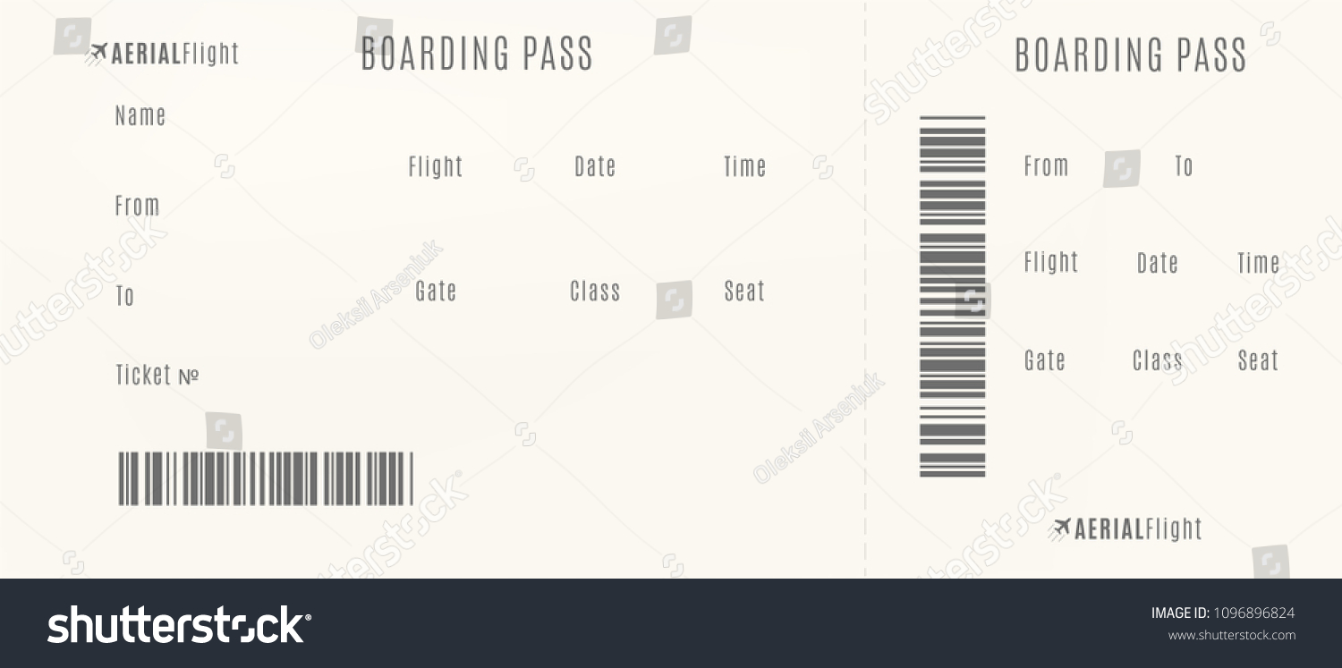 Plane Boarding Pass Template Empty Airplane Stock Vector (Royalty Free ...