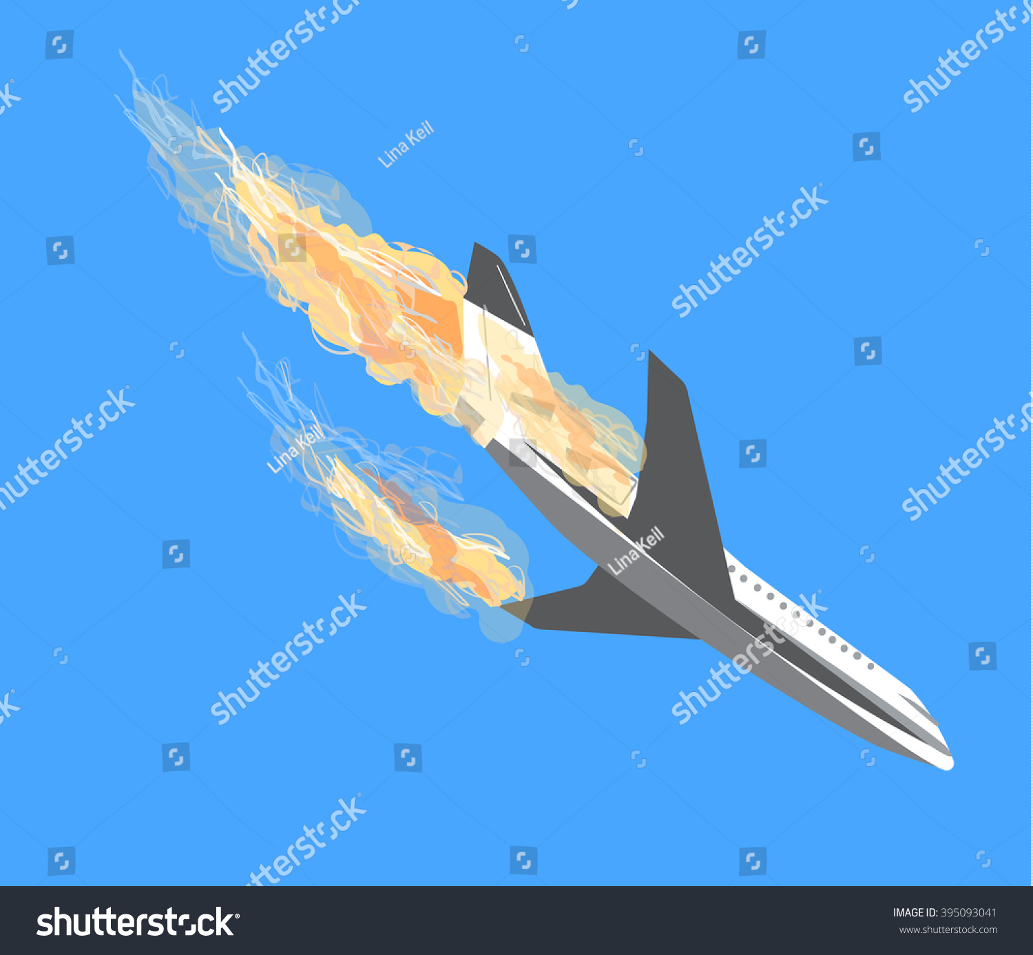 Plane Crash Plane Vector: vector de stock (libre de regalías) 395093041 ...