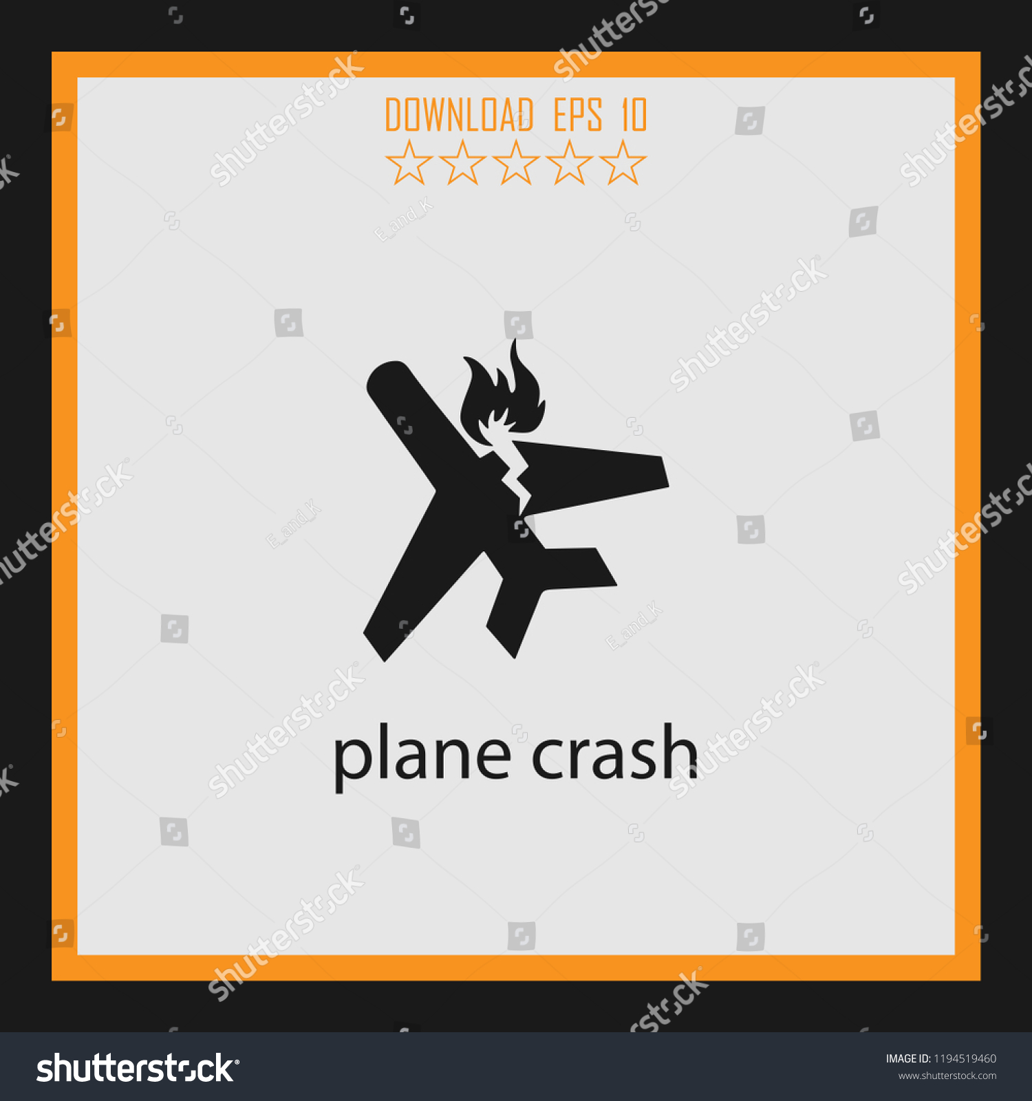 Plane Crash Vector Icon: vector de stock (libre de regalías) 1194519460 ...