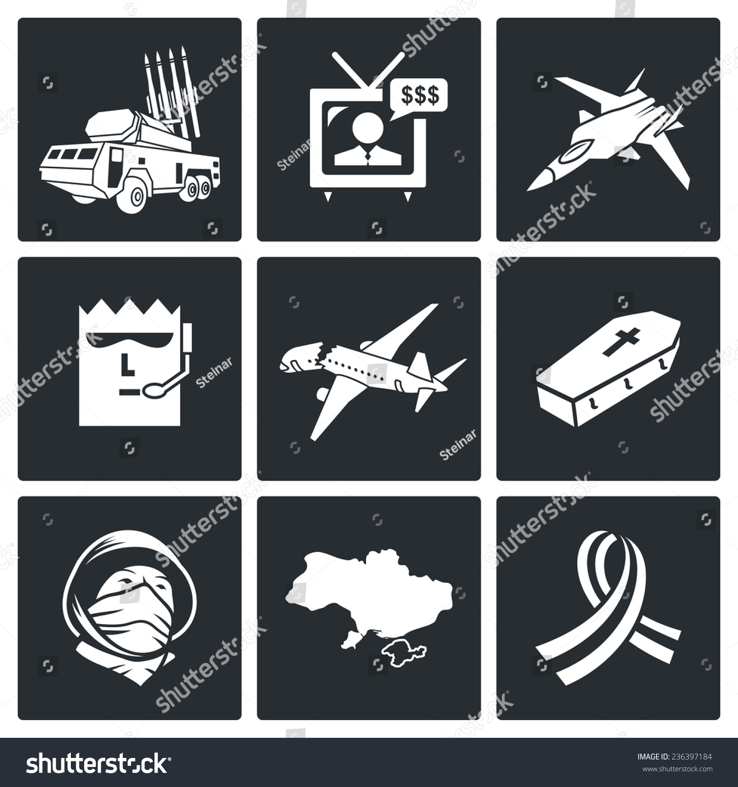 Plane Crash Vector Icons Set Stock Vector (Royalty Free) 236397184 ...