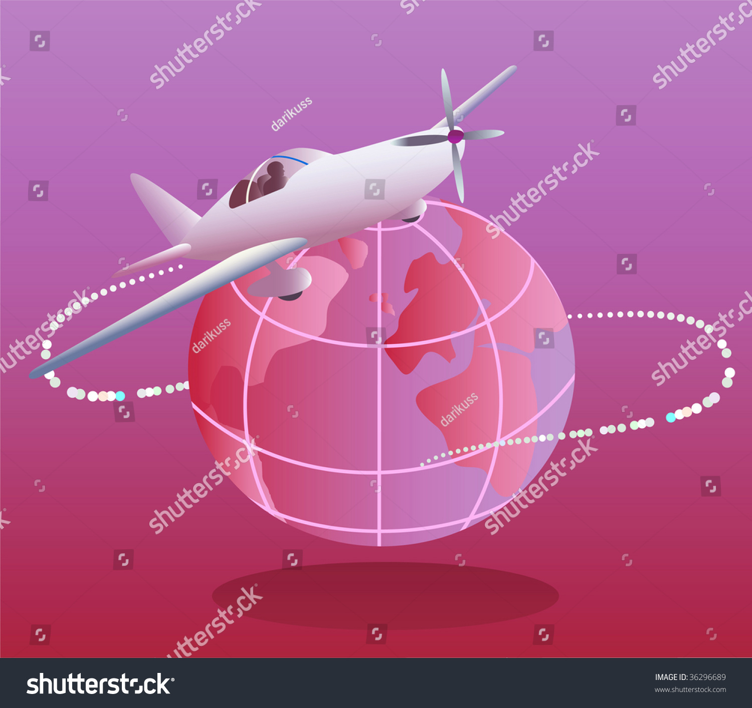 Plane Flying Over Globe Stock Vector (Royalty Free) 36296689 | Shutterstock