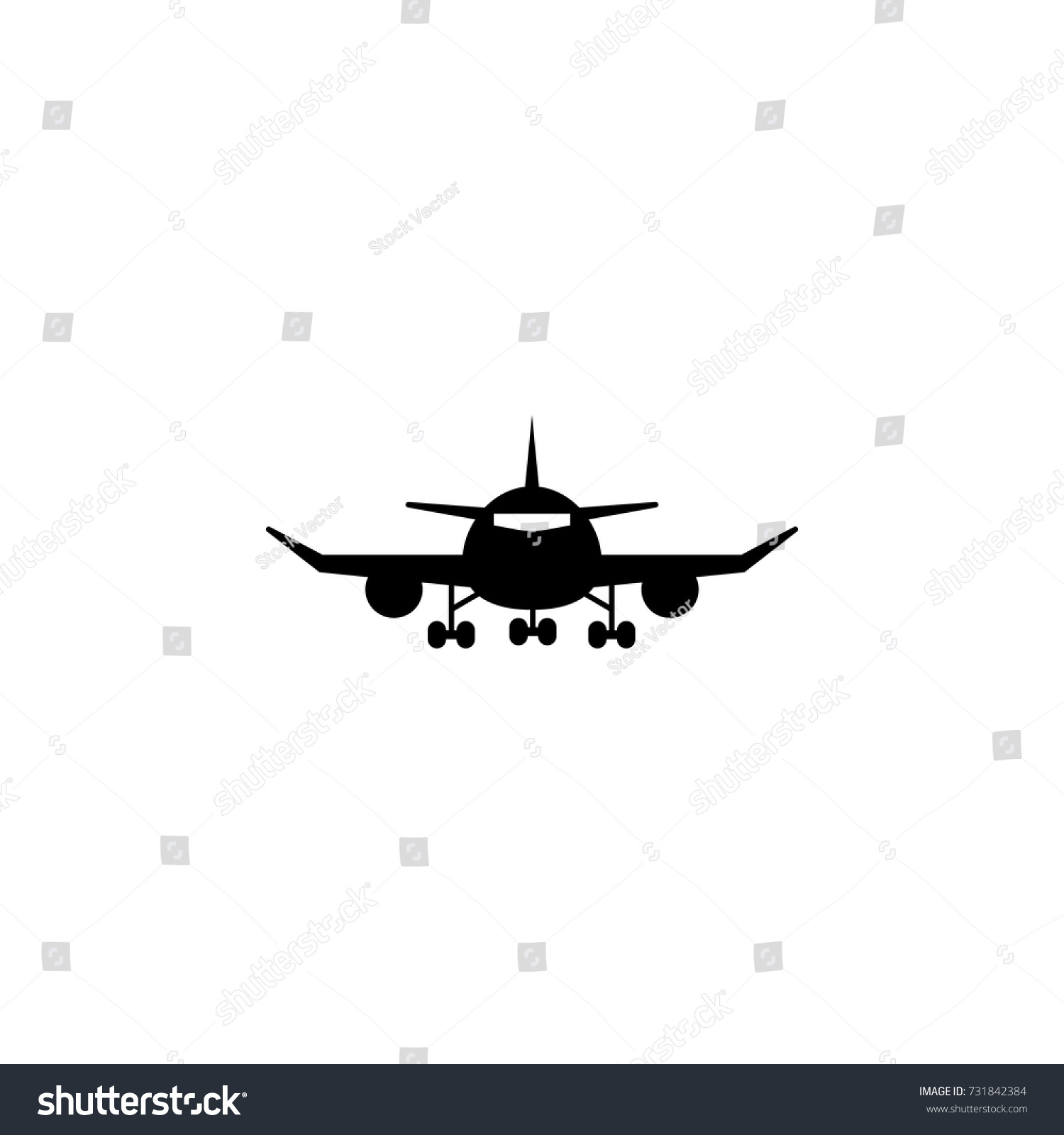 Plane Front View Icon On White: เวกเตอร์สต็อก (ปลอดค่าลิขสิทธิ์ ...