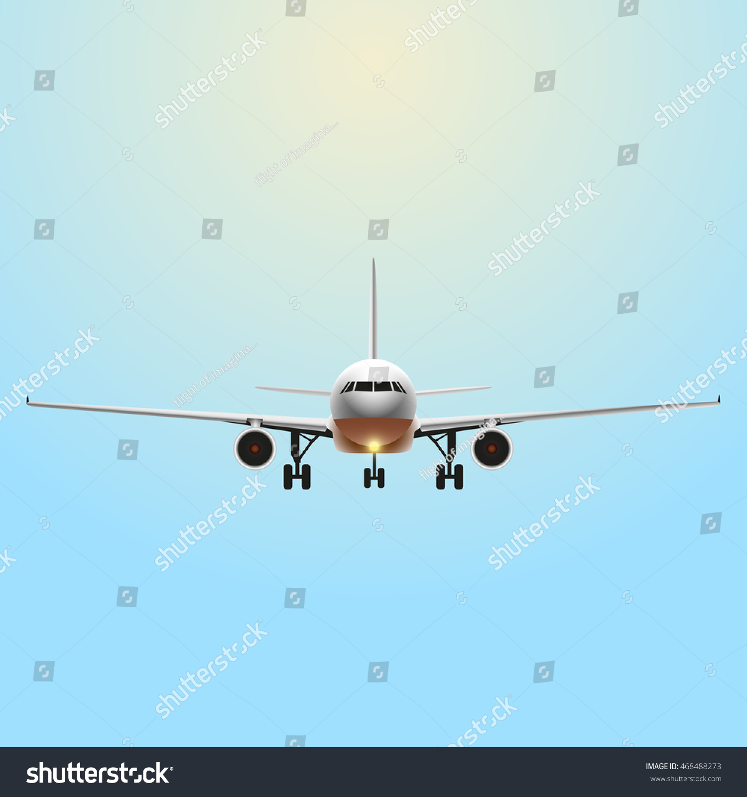 Plane Front View Vector Illustration Realistic Stock Vector (Royalty ...
