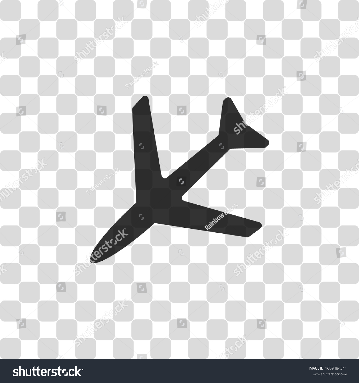 Plane Icon Black Symbol On Transparency Stock Vector (Royalty Free ...