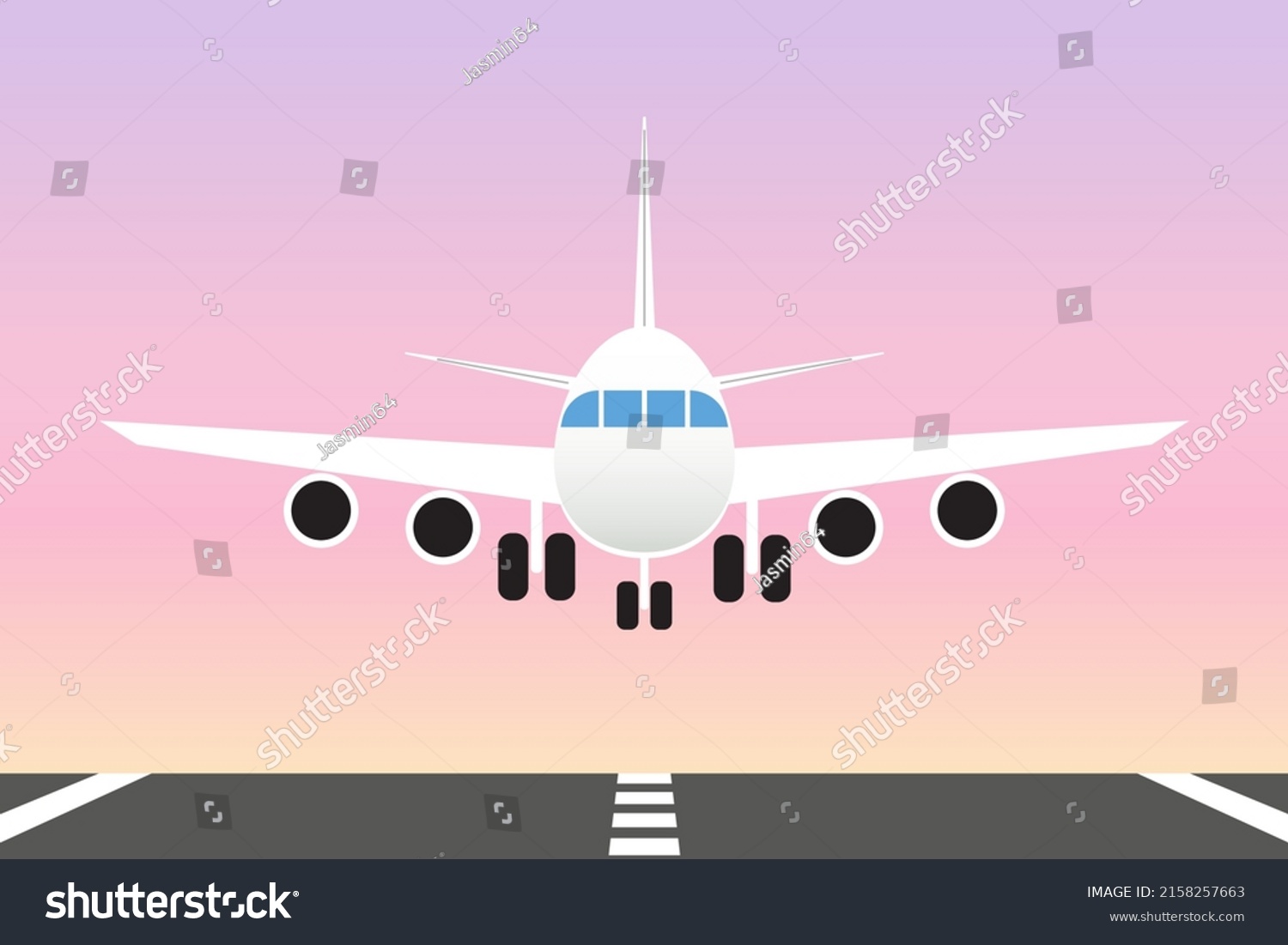 Plane Landing Vector Illustration Isolated Stock Vector (Royalty Free ...