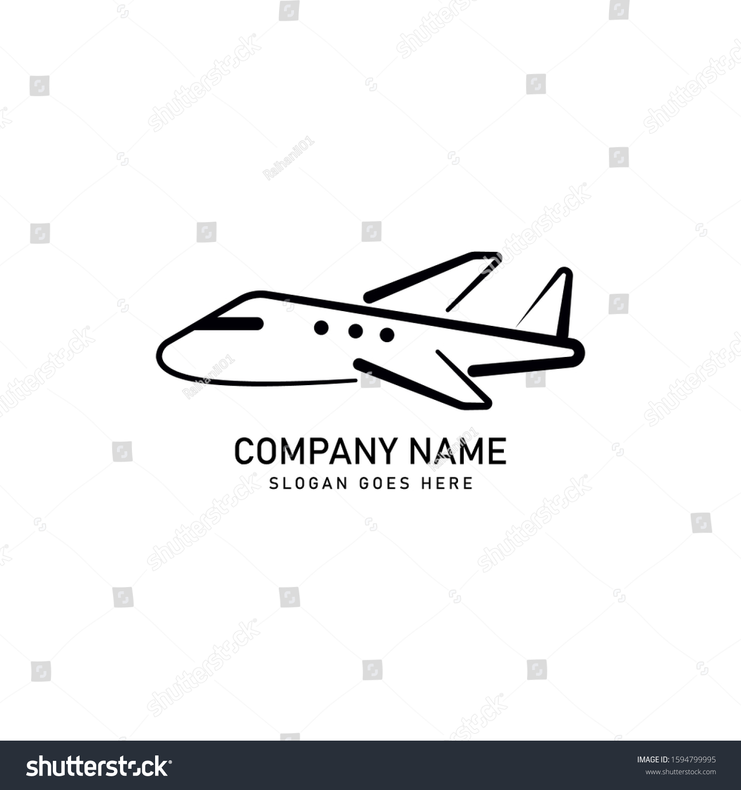 Plane Line Art Simple Logo Stock Vector (Royalty Free) 1594799995