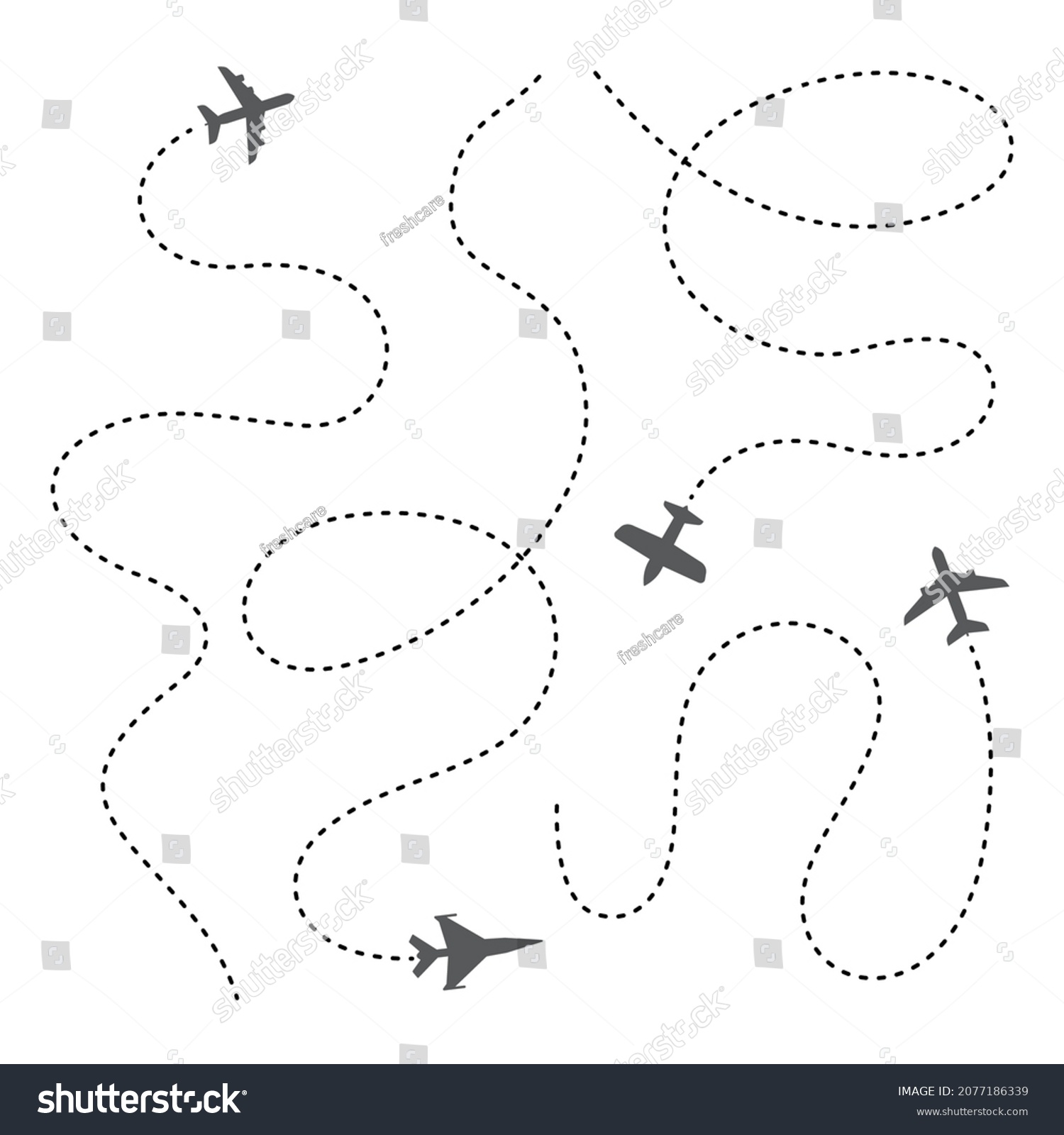 Plane Line Path Airplane Directional Pathway Stock Vector (Royalty Free ...