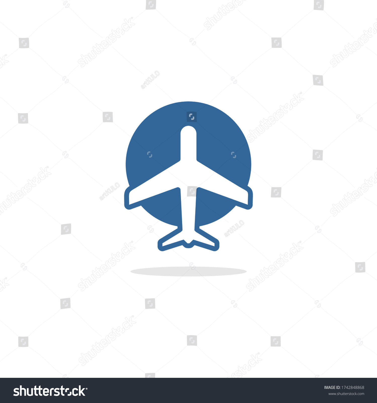 Plane Logo Circle Vector Icon Design Stock Vector (Royalty Free) 1742848868