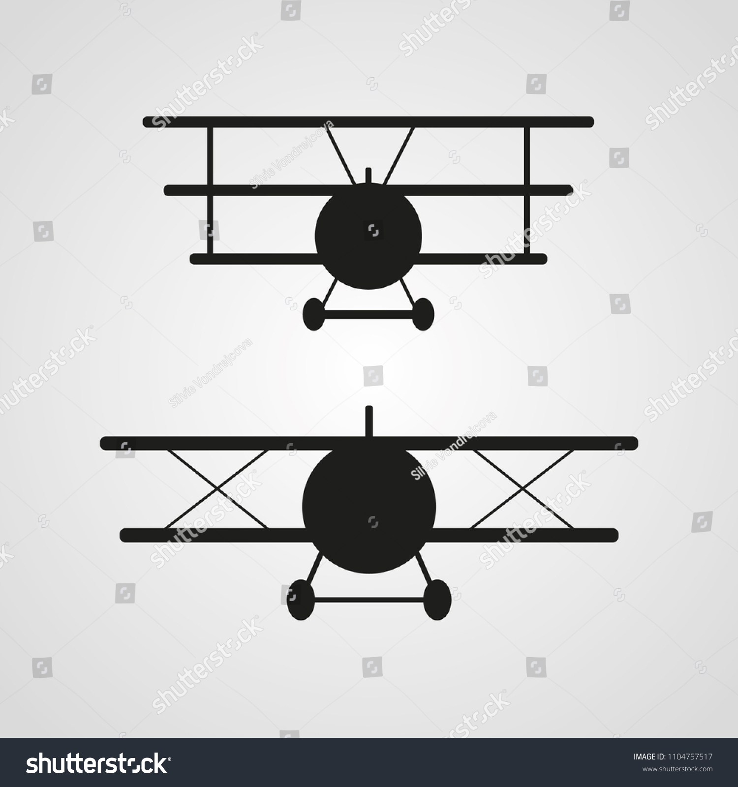 Plane Silhouettes Triplane Biplane Vector Design: vector de stock ...