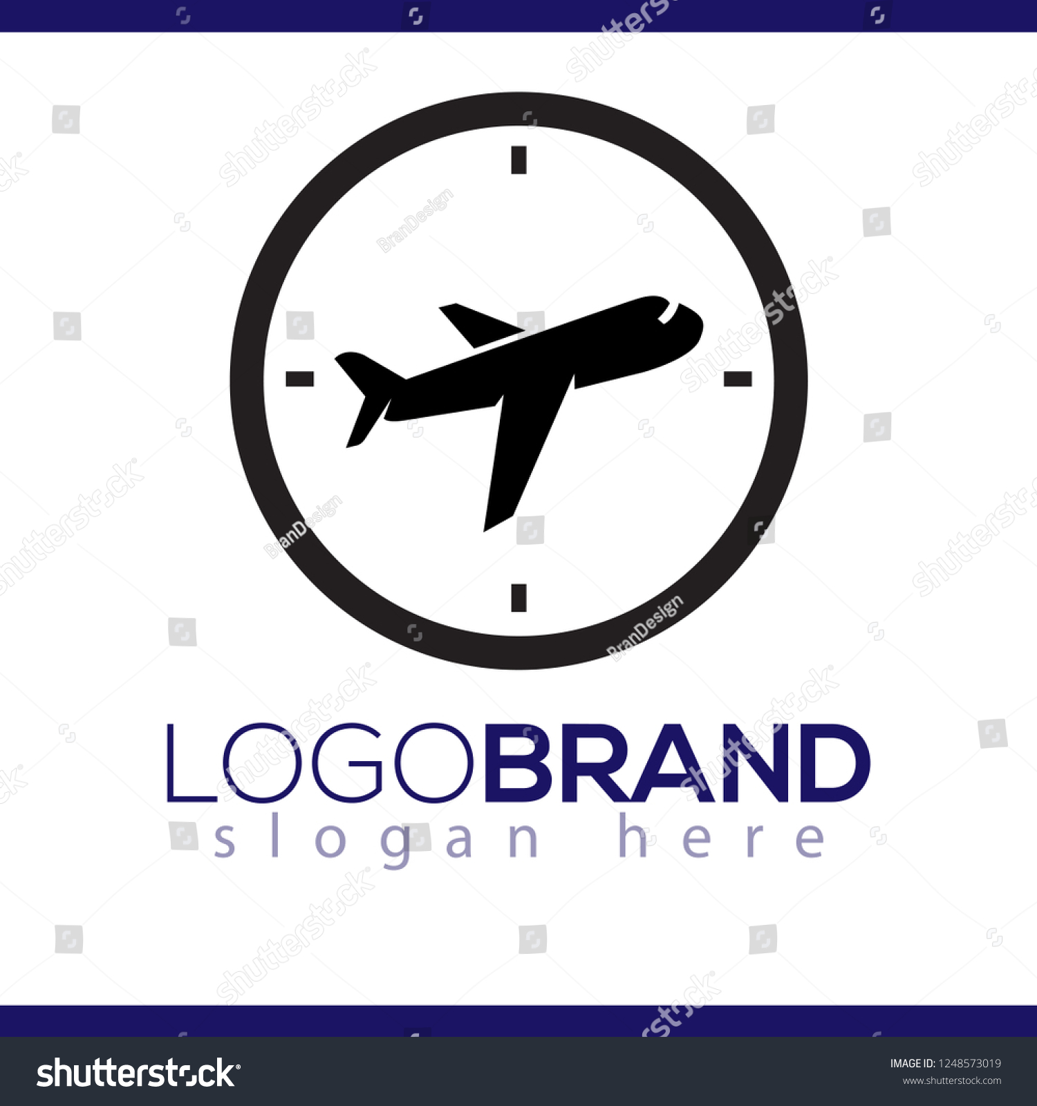 Plane Clock Logo Icon Vector Template: vector de stock (libre de ...