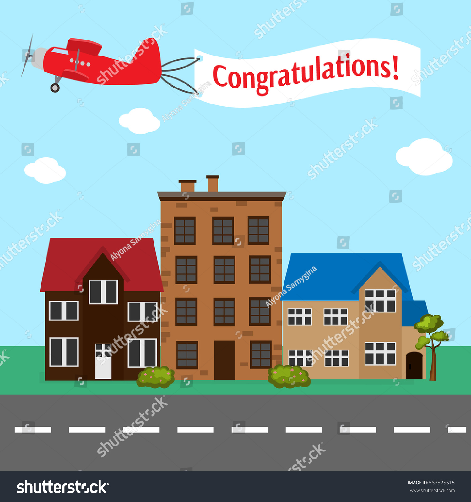 Plane Congratulation Banner Stock Vector (Royalty Free) 583525615