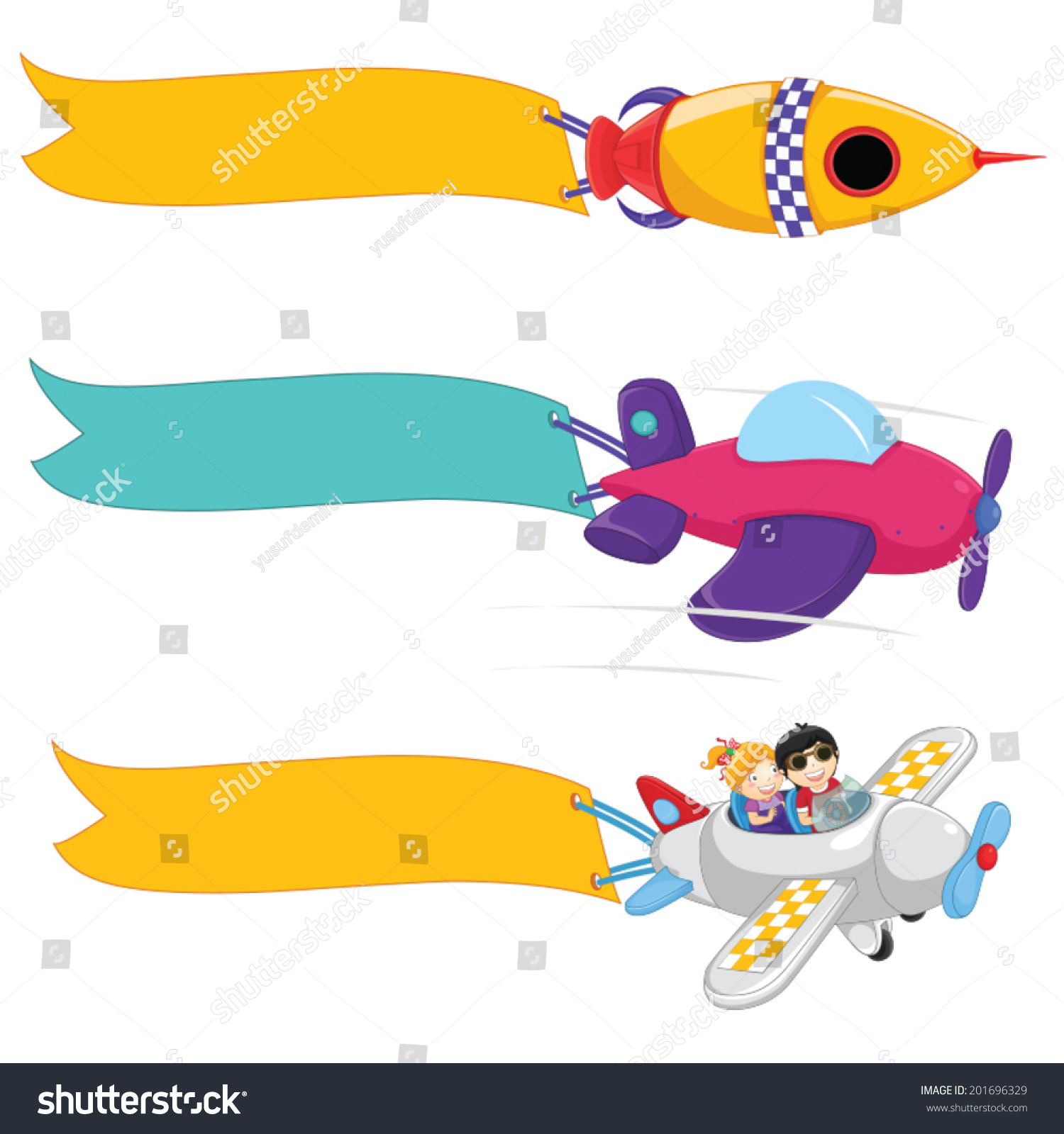 Planes Banners Vector Set Stock Vector (Royalty Free) 201696329