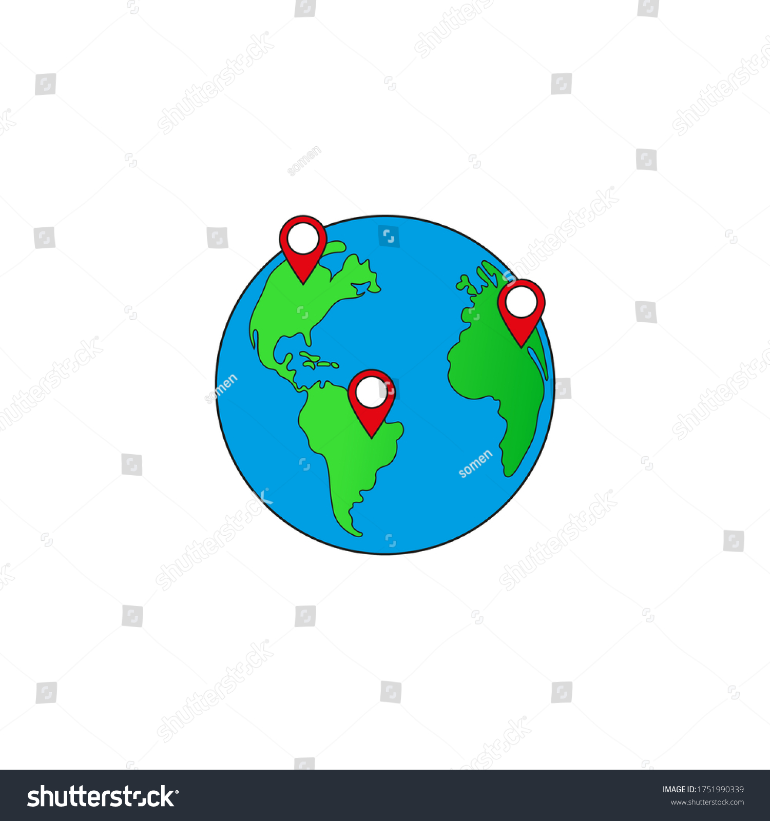 Planet Earth Map Pins Icon: เวกเตอร์สต็อก (ปลอดค่าลิขสิทธิ์) 1751990339 ...