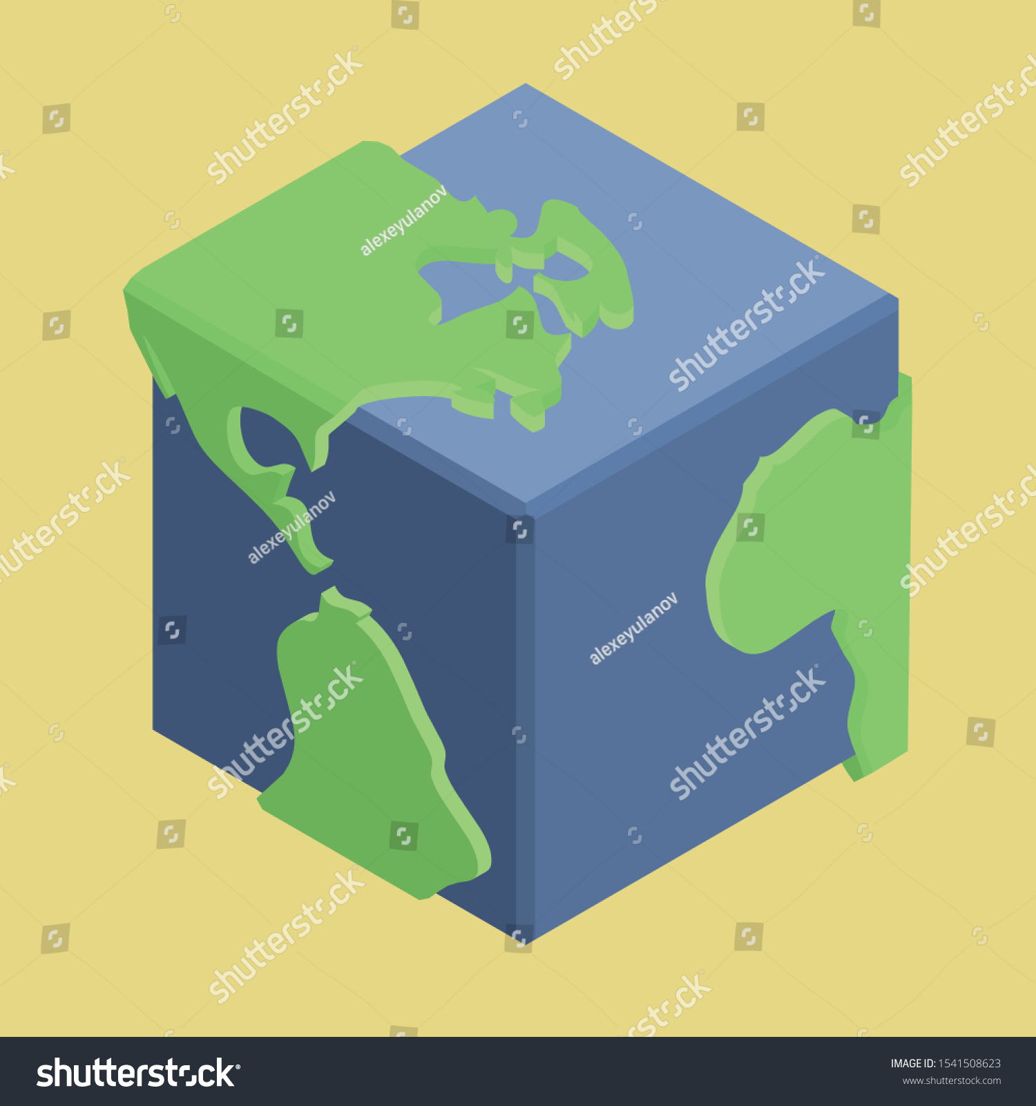 Planet Earth Cube Continents On Isometric Stock Vector (Royalty Free ...