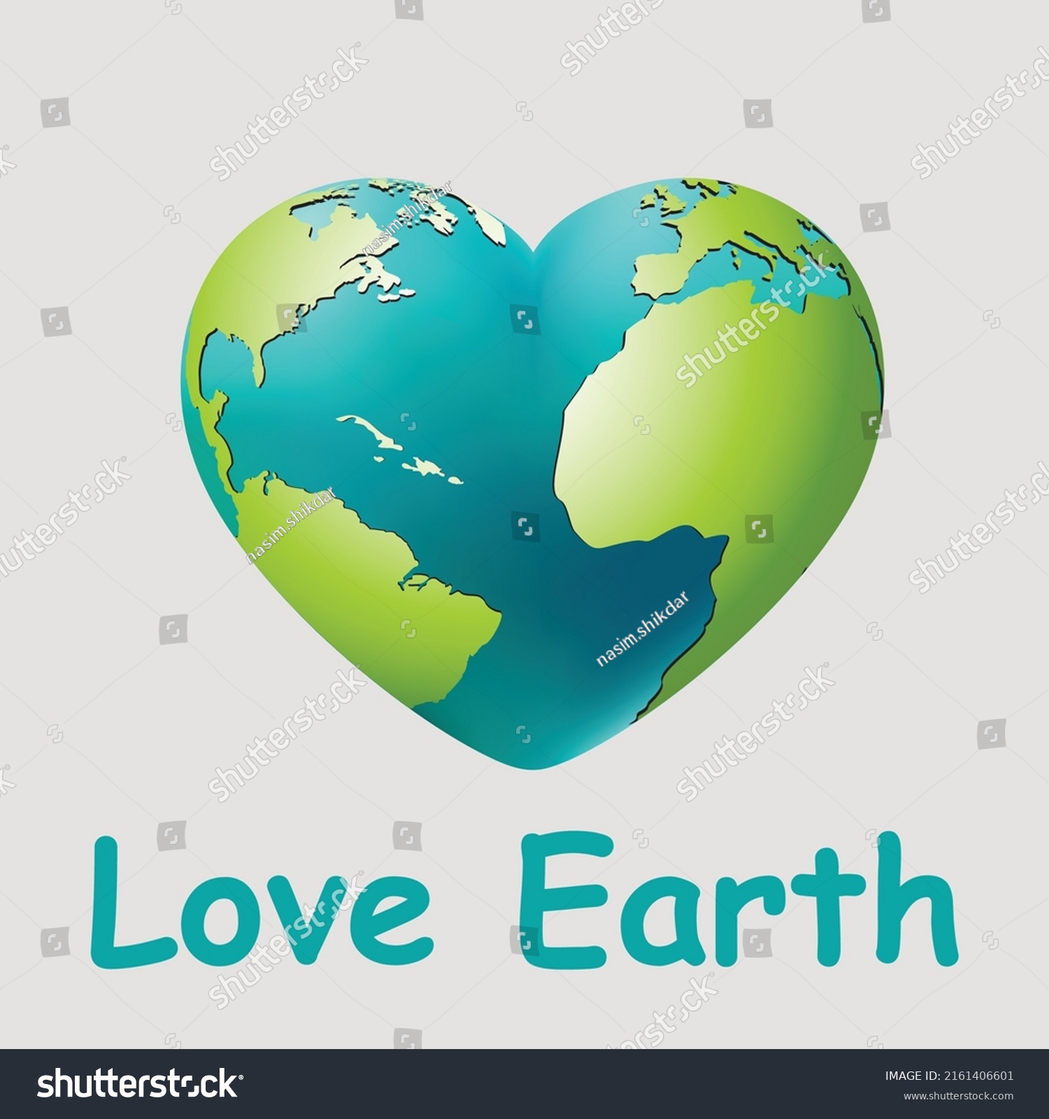 Planet Earth Heart Shape Symbol Vector Stock Vector Royalty Free