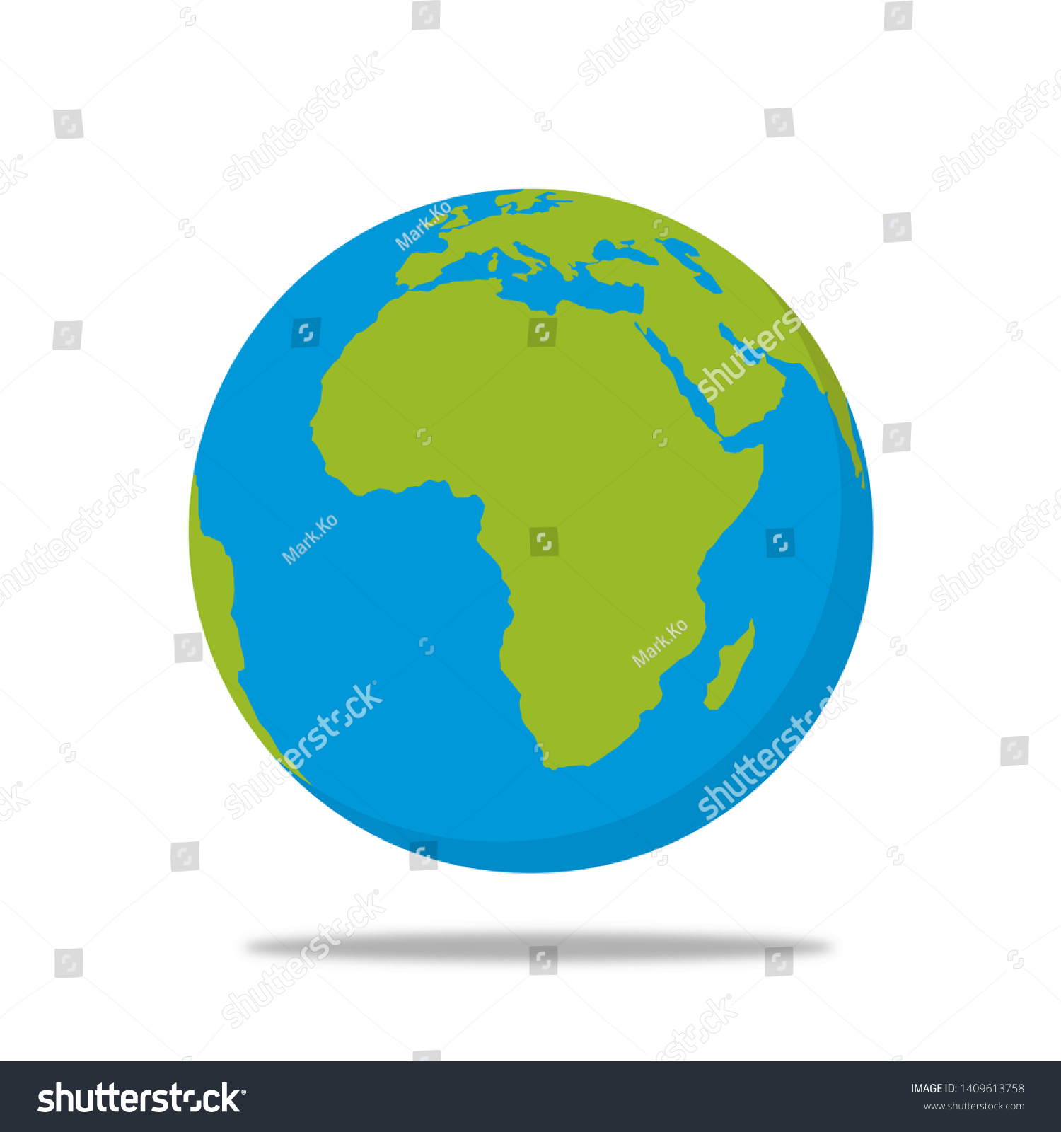 Planet Earth Flat Style Shadow Vector Stock Vector (Royalty Free ...