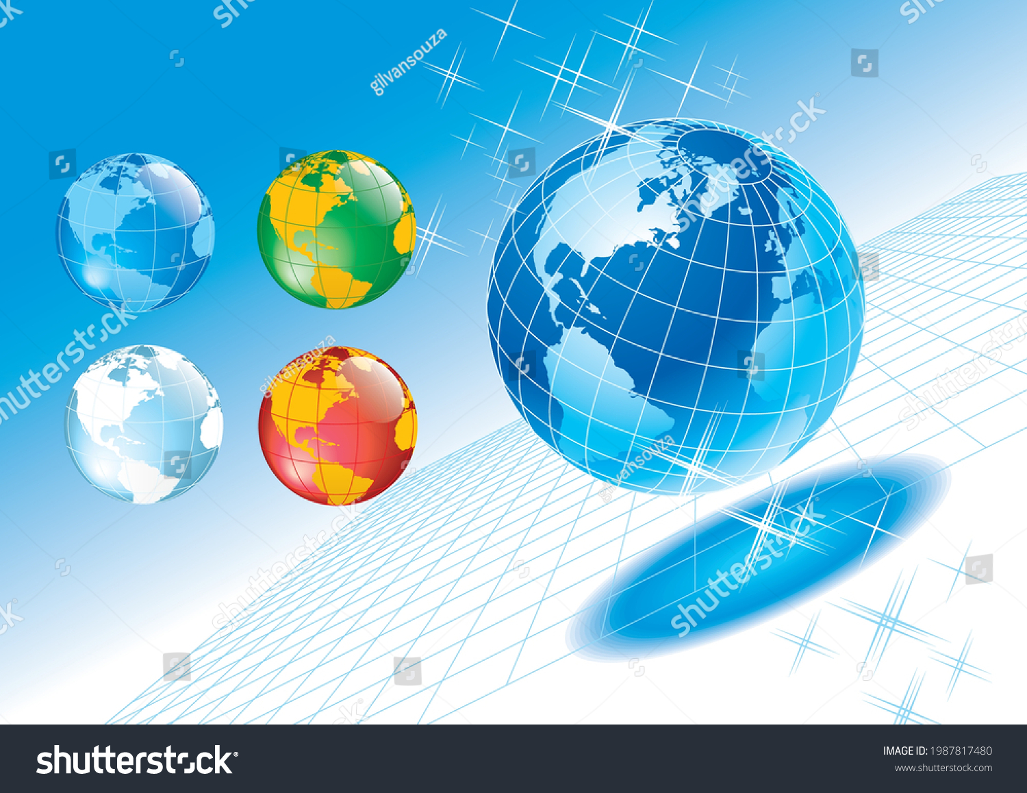 Planet Earth Models Assorted Colors Stock Vector (Royalty Free ...
