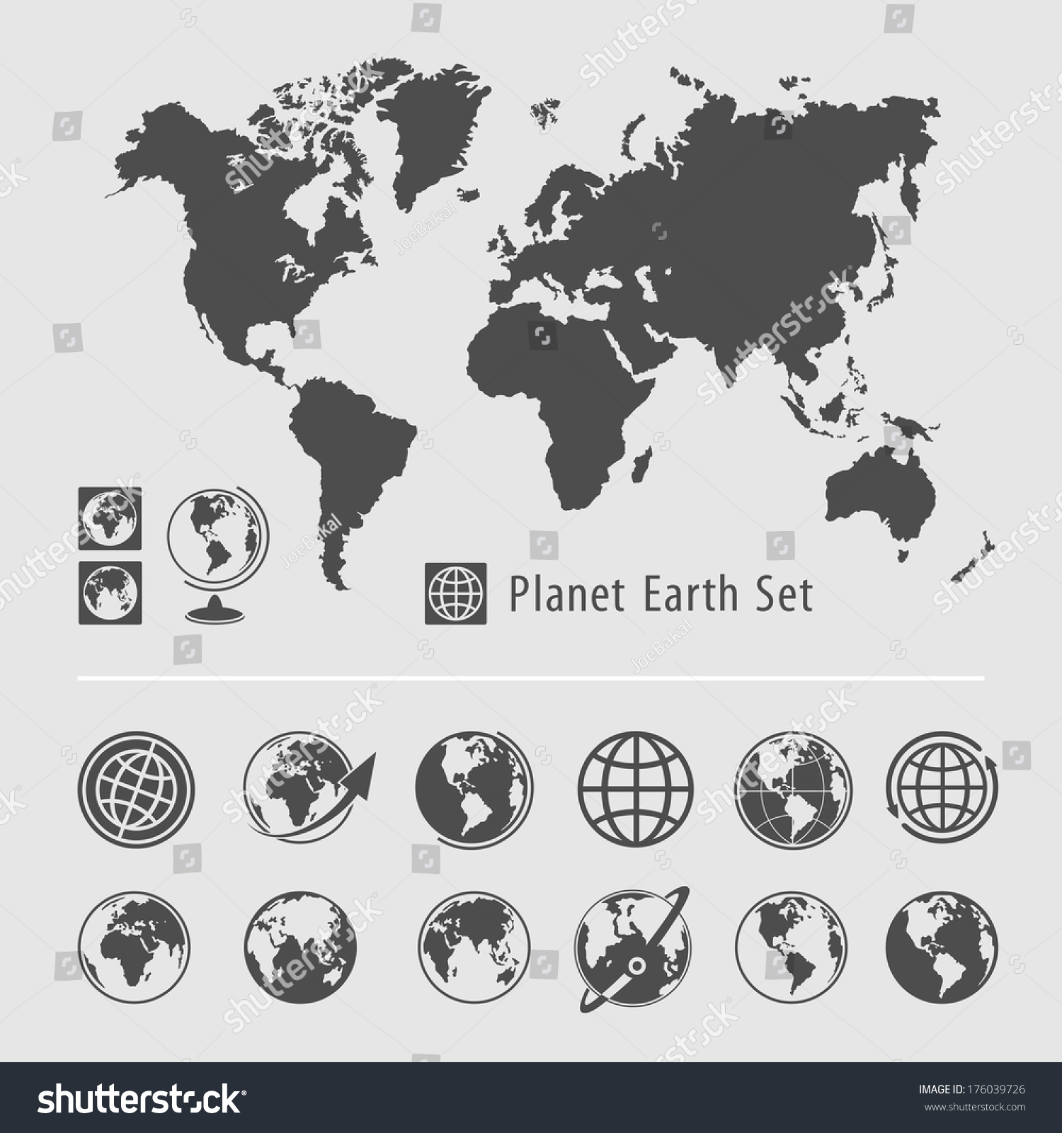Planet Earth Symbol Set: vector de stock (libre de regalías) 176039726 ...