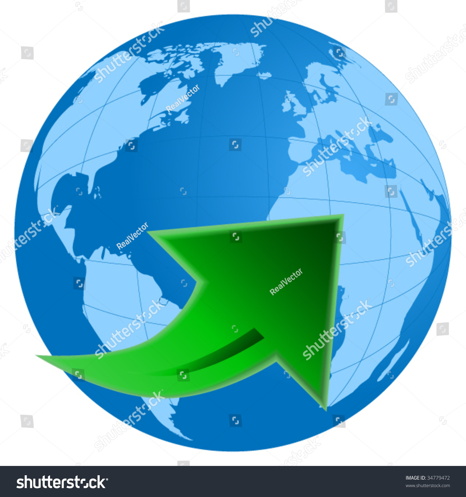 Planet Earth Green Arrow Vector: vector de stock (libre de regalías ...