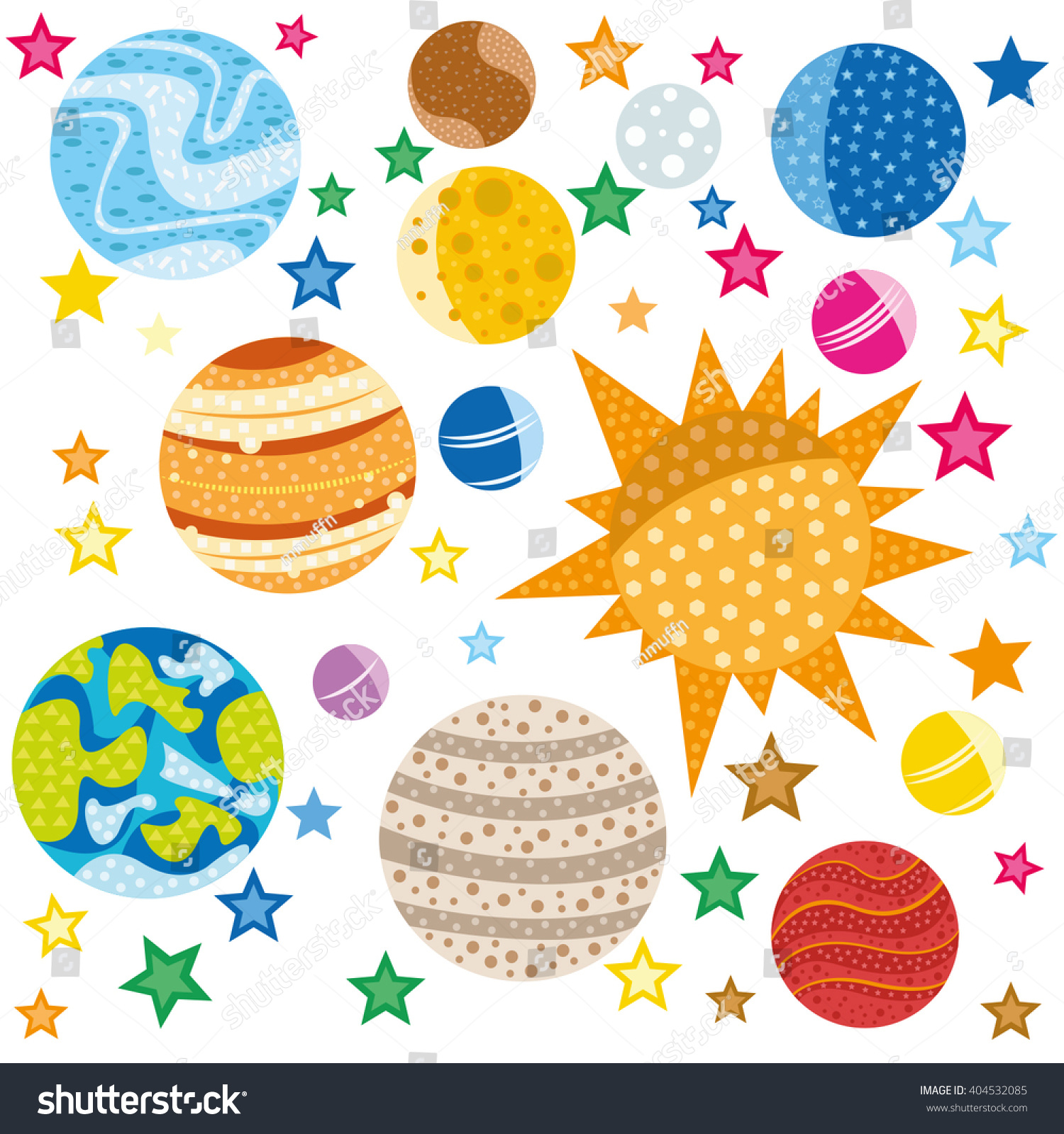 Planets Galaxy Solar System Vector Illustration Stock Vector (Royalty ...