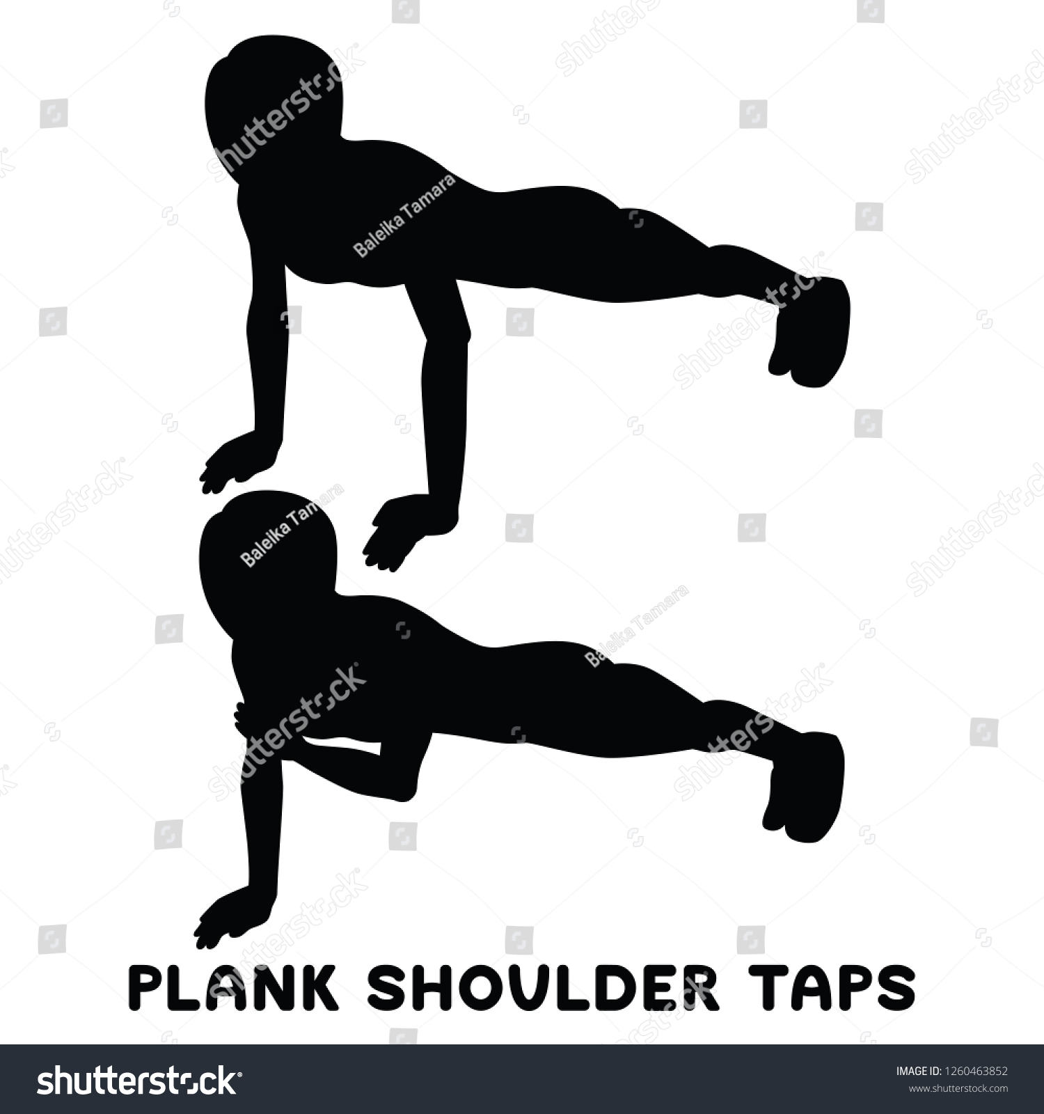 Plank Shoulder Taps Sport Exersice Silhouettes: vector de stock (libre ... Plank Shoulder Taps Sport Exersice Silhouettes: vector de stock (libre ...