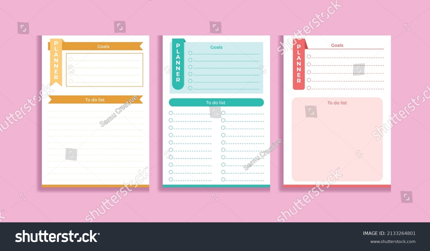 Planner Template Set Collection Planning Ribbon Stock Vector (Royalty ...