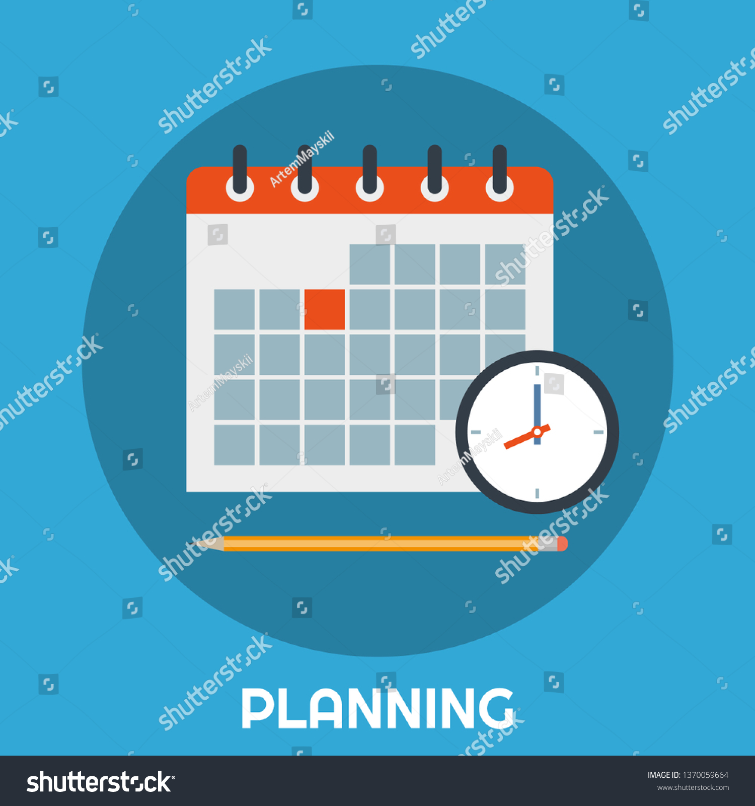 Planning Schedule Concept Calendar Clock Pencil: เวกเตอร์สต็อก (ปลอดค่า ...