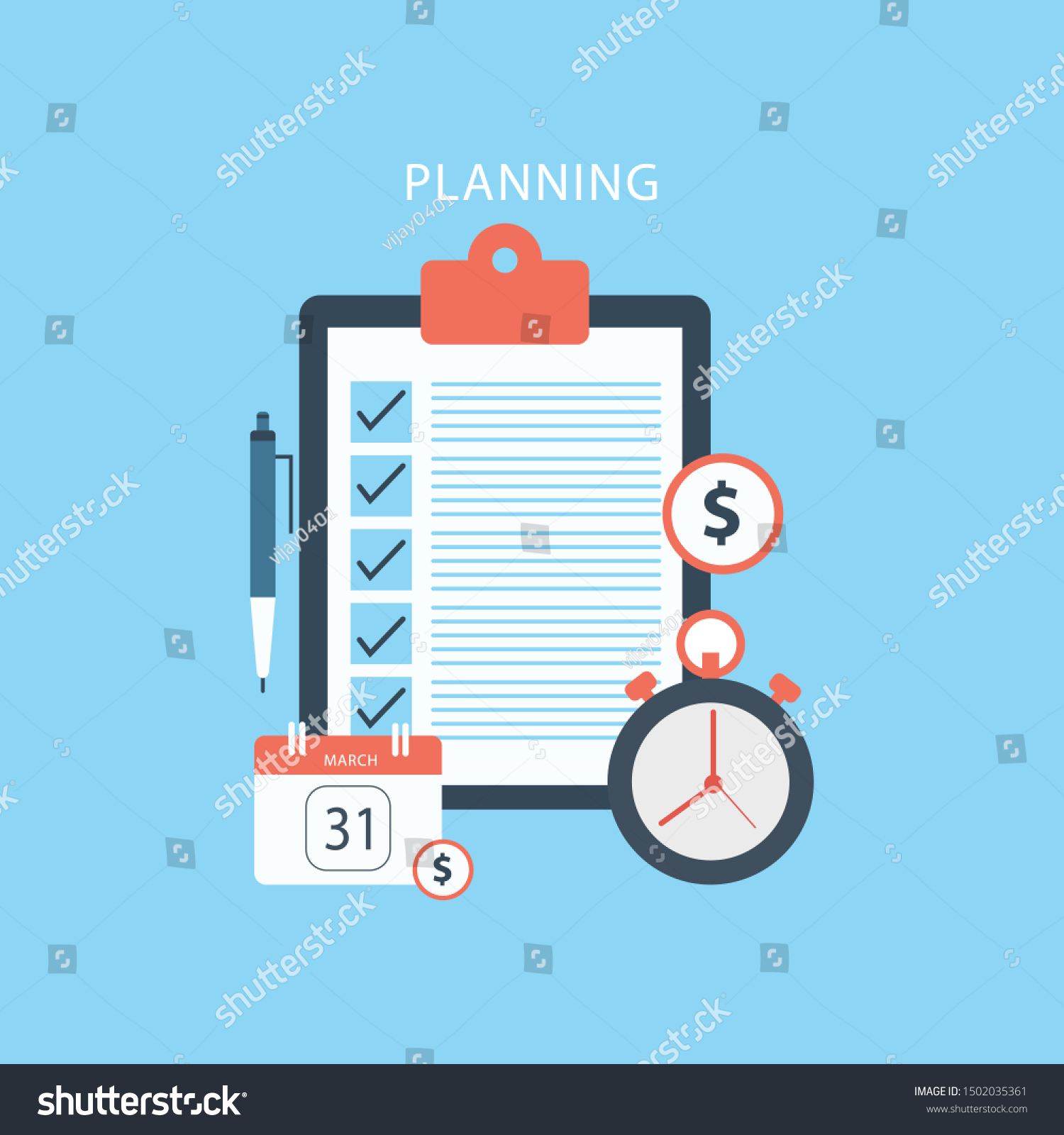 Planning Vector Icon Blue Background Stock Vector (Royalty Free) 1502035361