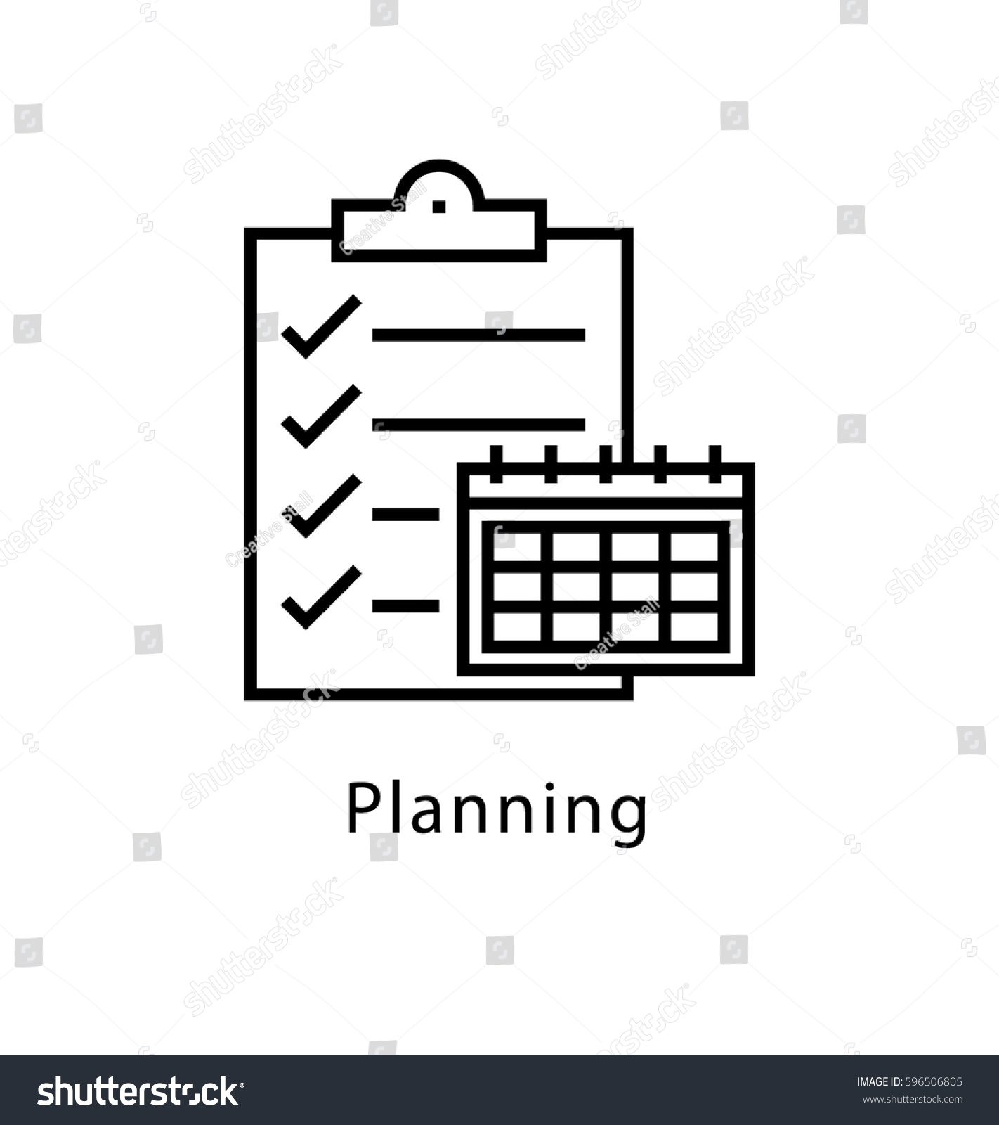 Planning Vector Line Icon Stock Vector (Royalty Free) 596506805 ...