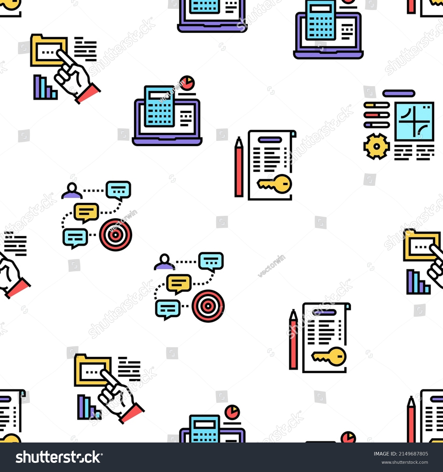 Planning Work Process Vector Seamless Pattern Stock Vector (Royalty ...