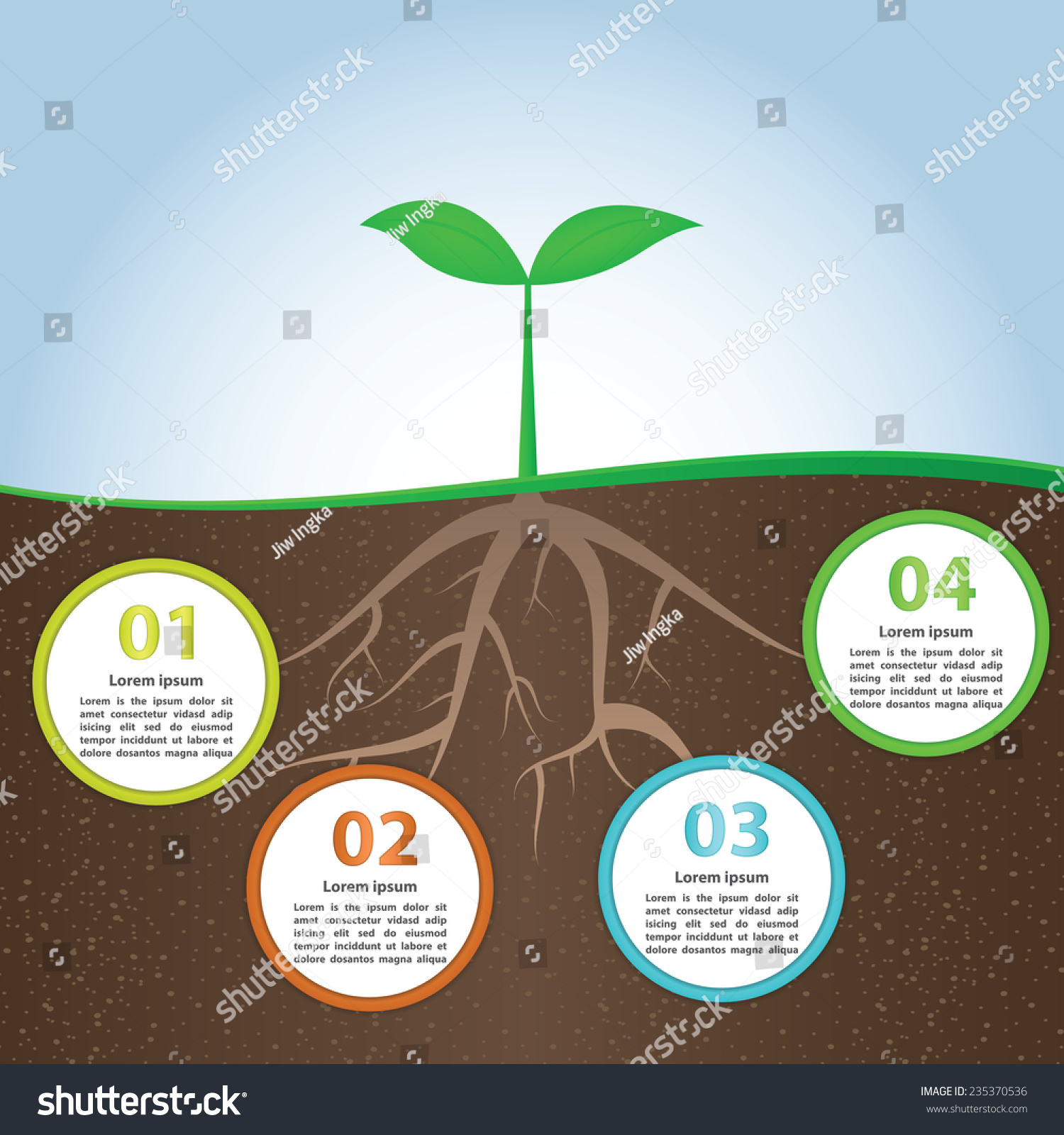 Plant Root Infographic Background Design Template: เวกเตอร์สต็อก (ปลอด ...