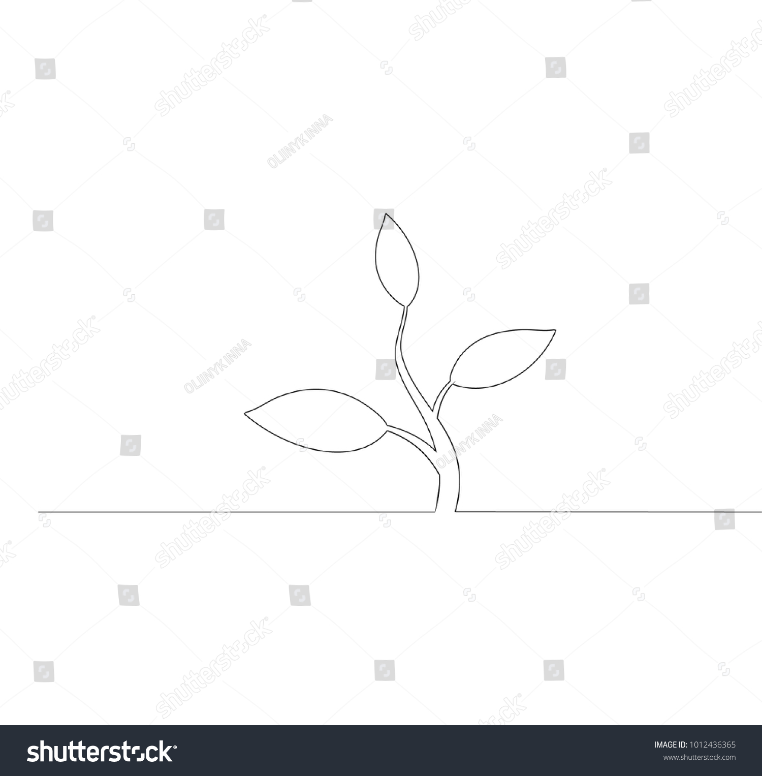 Plant Contour Drawing Stock Vector (Royalty Free) 1012436365 | Shutterstock