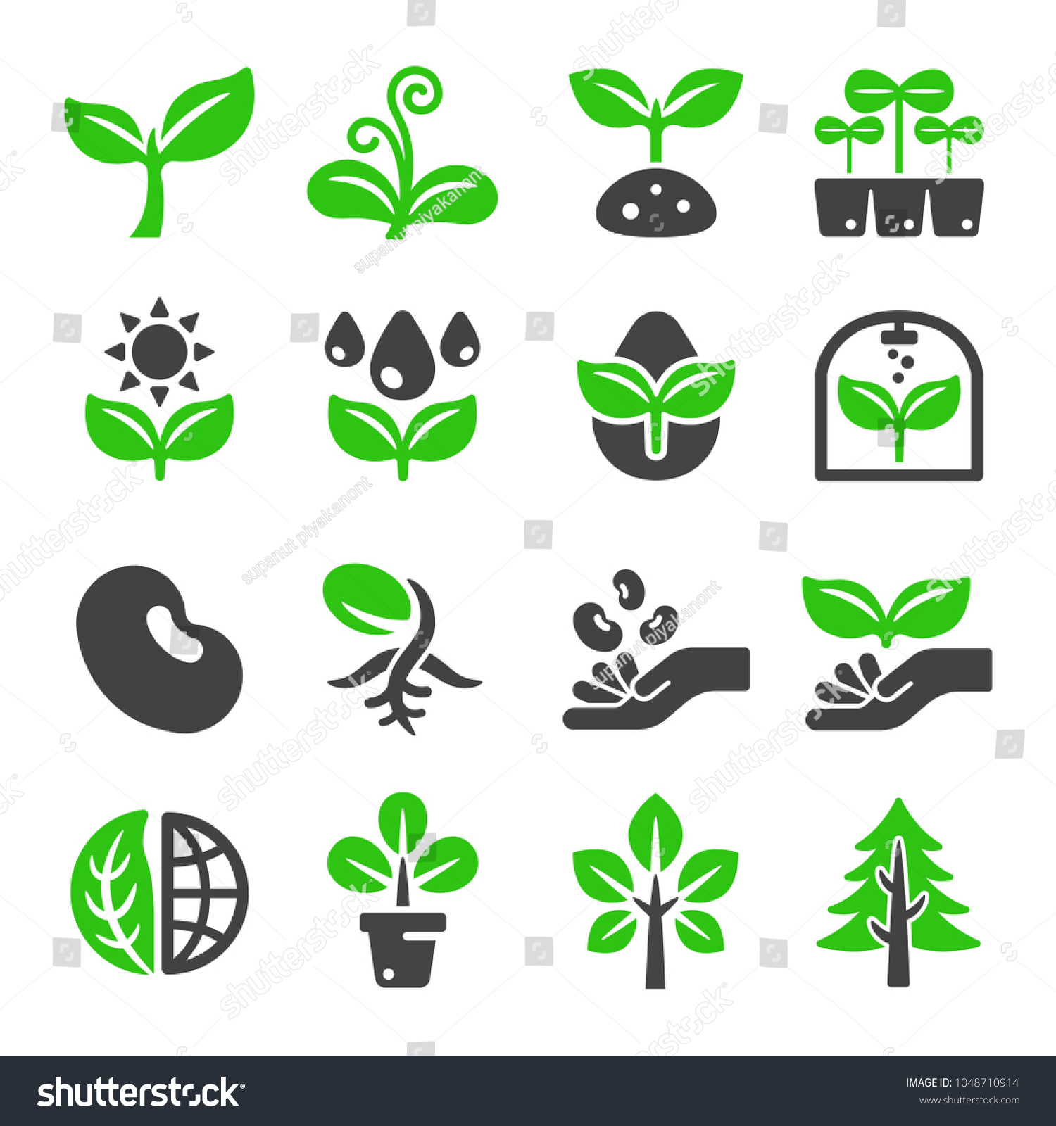 Plant Icon Set Stock Vector (Royalty Free) 1048710914