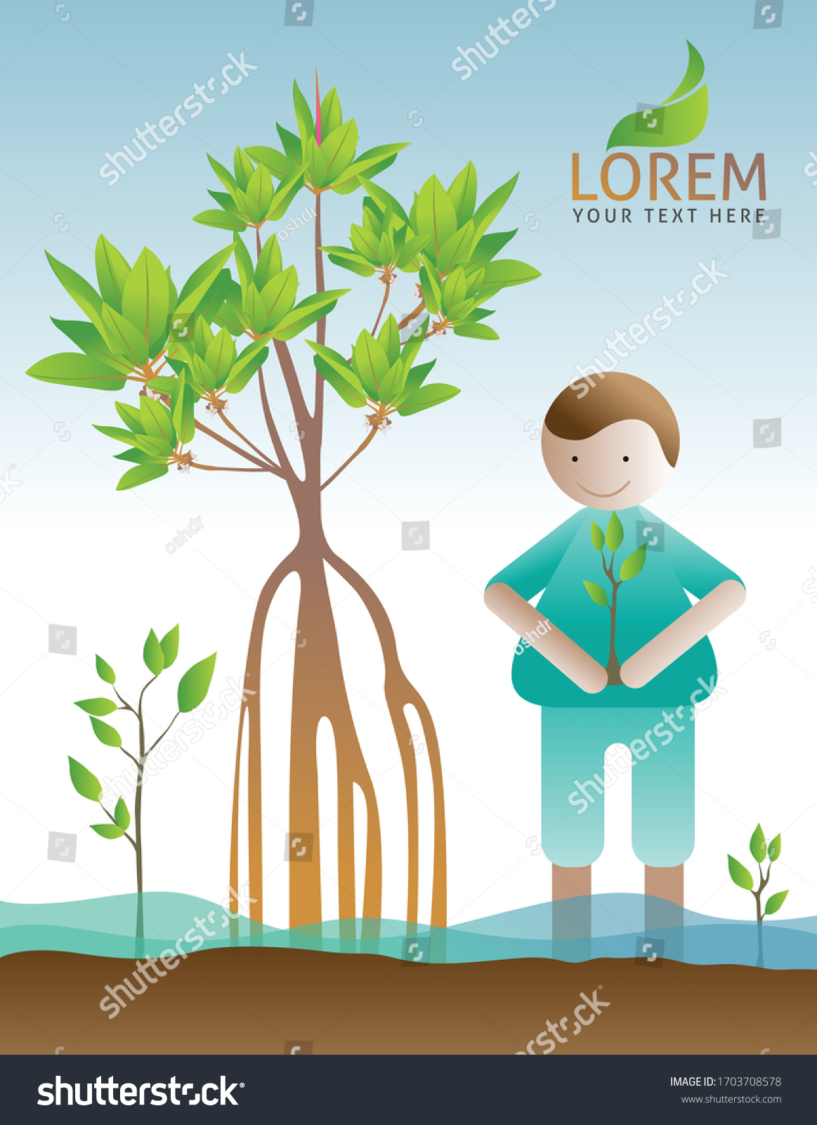 Planting Mangrove Trees Background Vector Eps Stock Vector (Royalty ...