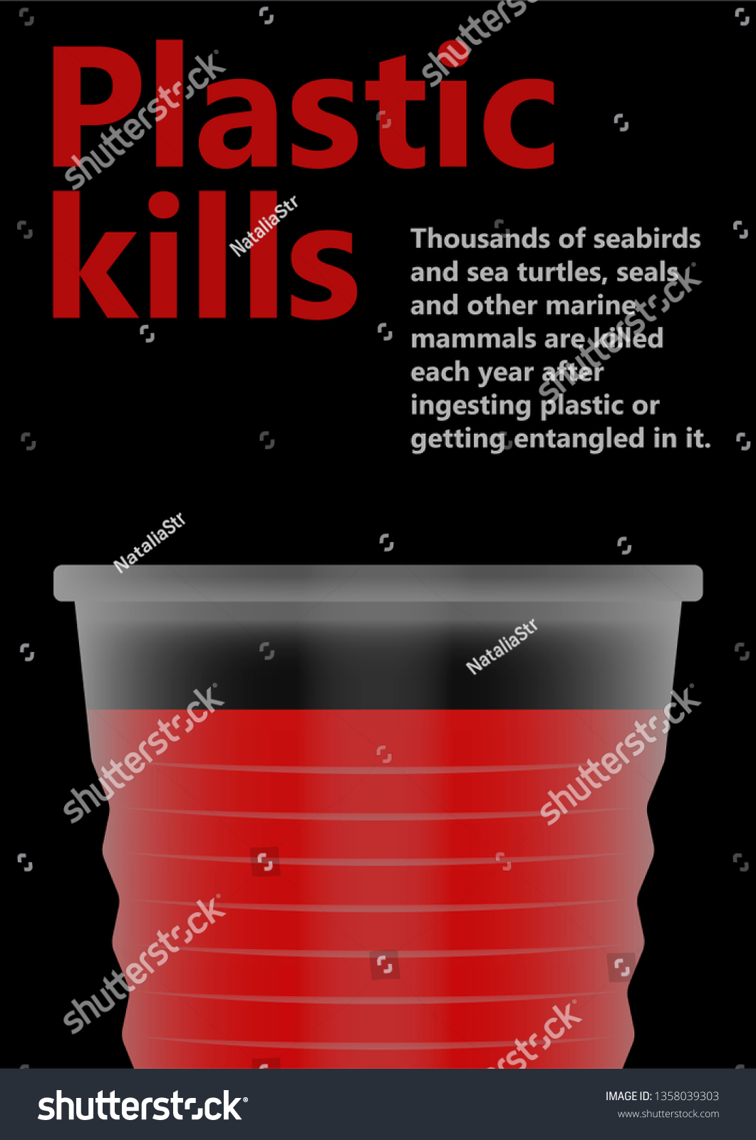 Plastic Kills Stop Plastic Pollution Vector Stock Vector (Royalty Free ...