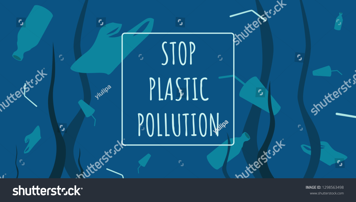 Plastic Pollution Ocean Environmental Problem Stop Stock Vector ...