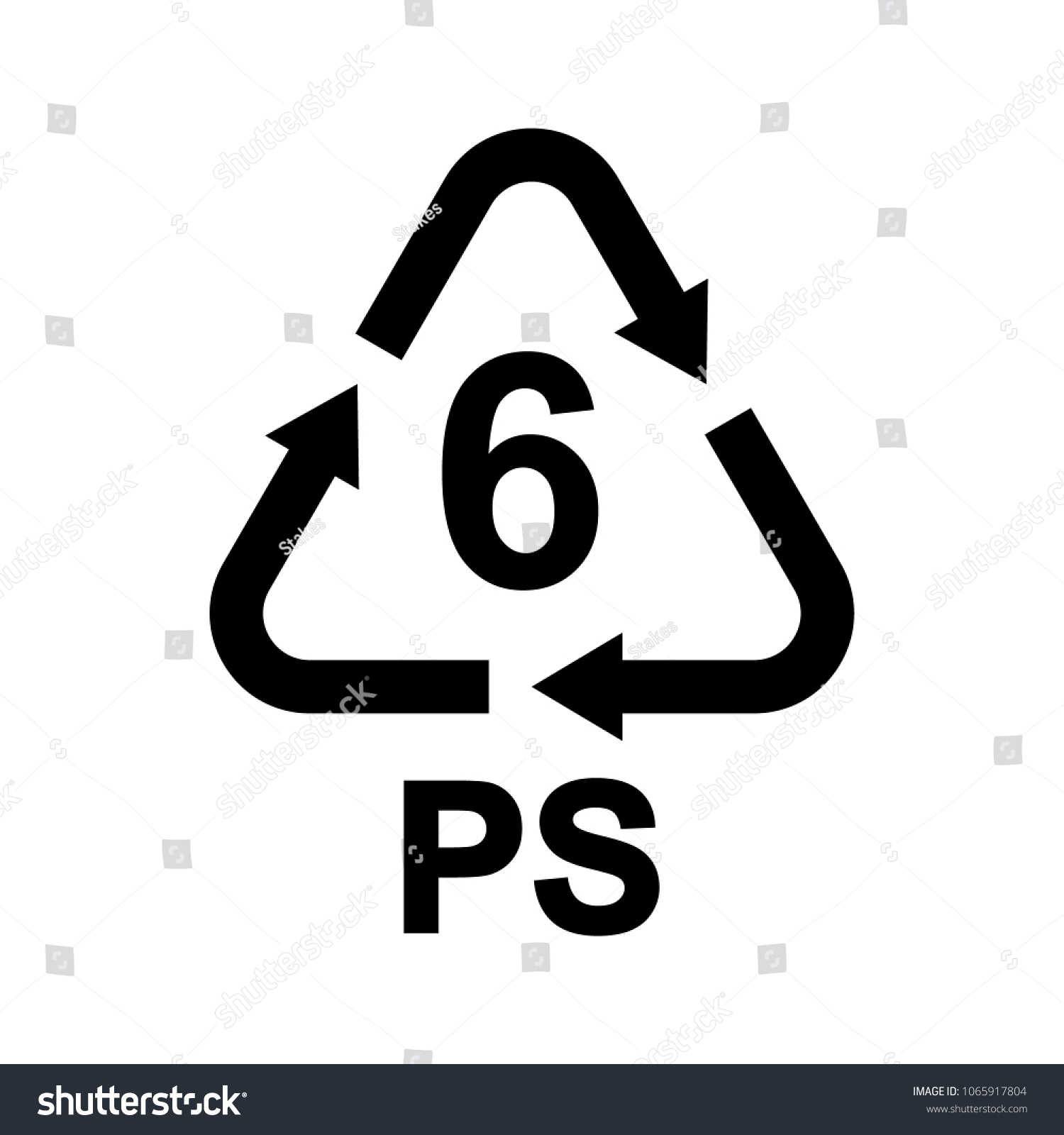Plastic Recycling Symbol Ps 6 Resin Stock Vector (Royalty Free) 1065917804
